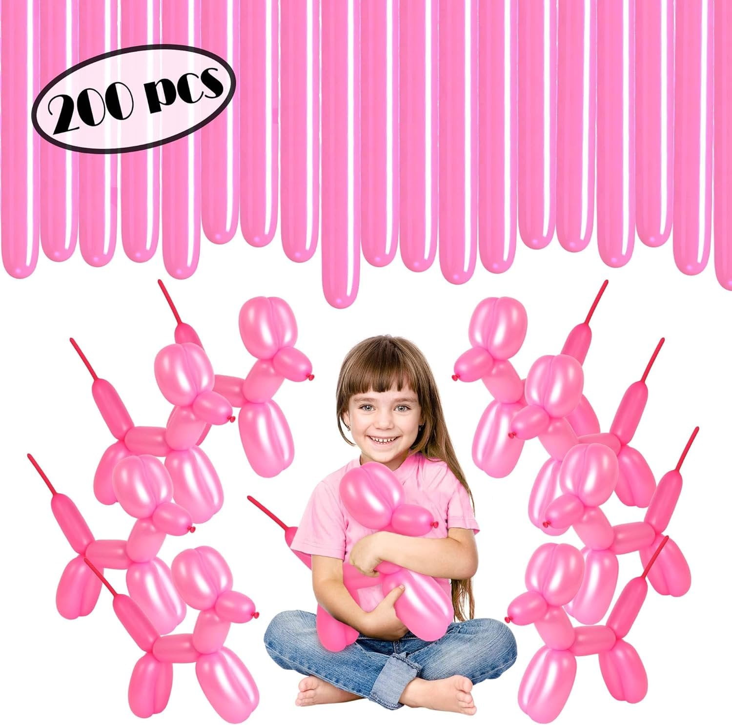 Pink Twisting Balloons - Long Balloons - 200 Pack - Walmart.com