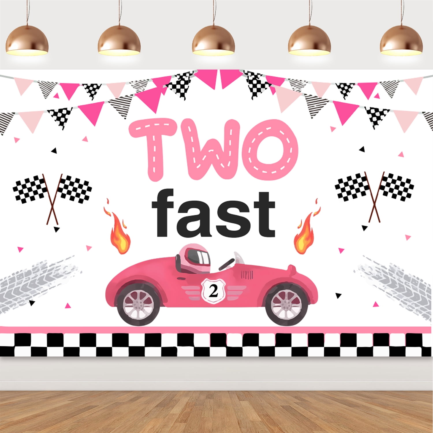 Pink Two Fast Birthday Party Decoration for Girl , Race Car 2nd ...