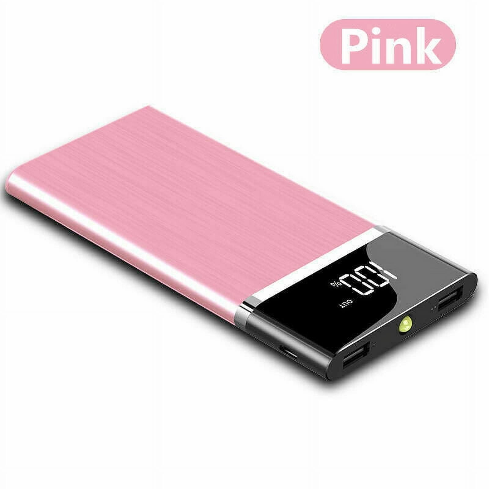 Pink Ultra-thin Portable External Battery Huge Capacity Power Bank ...