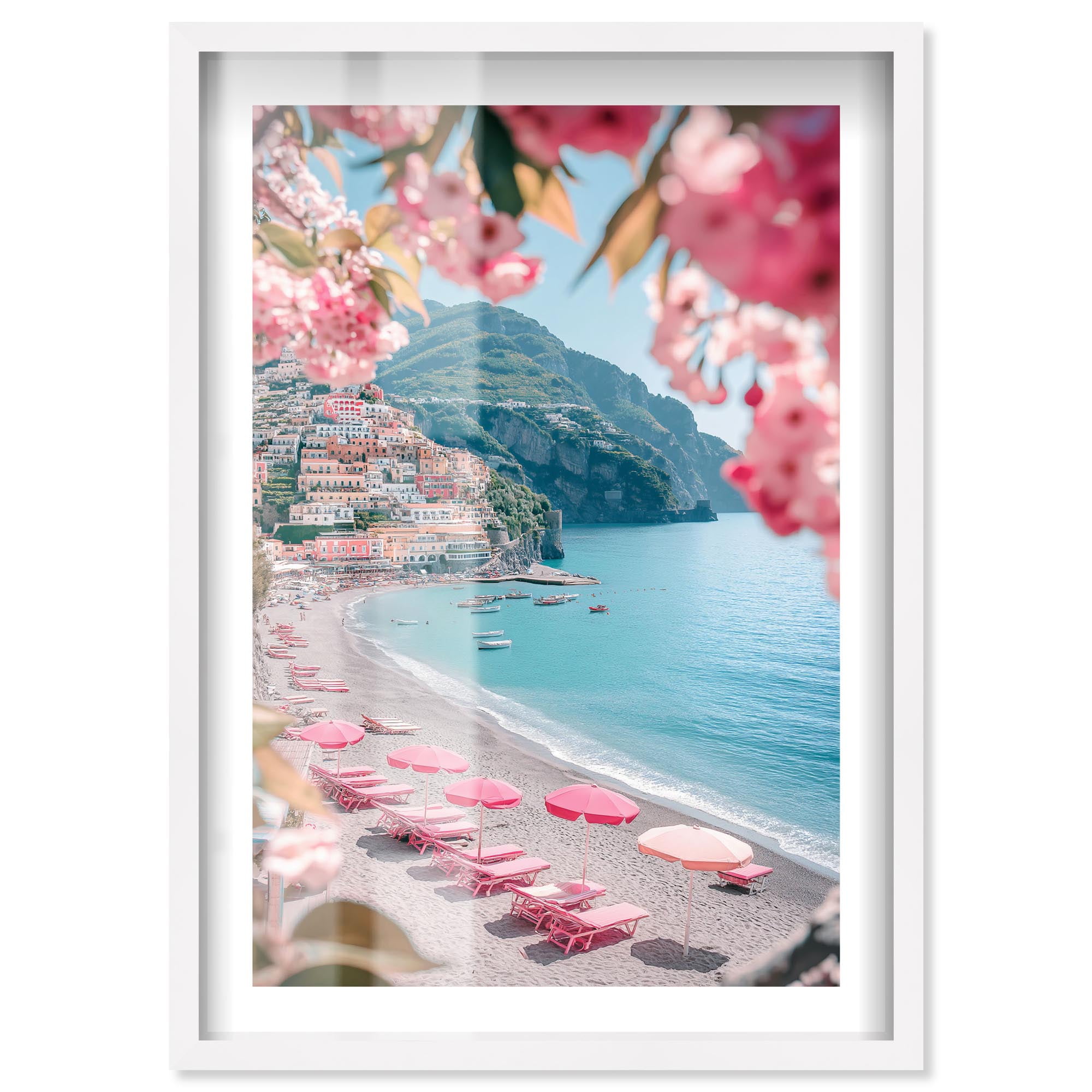 Pink Umbrellas I Shadowbox Print Travel Photography by Notoriart, White ...