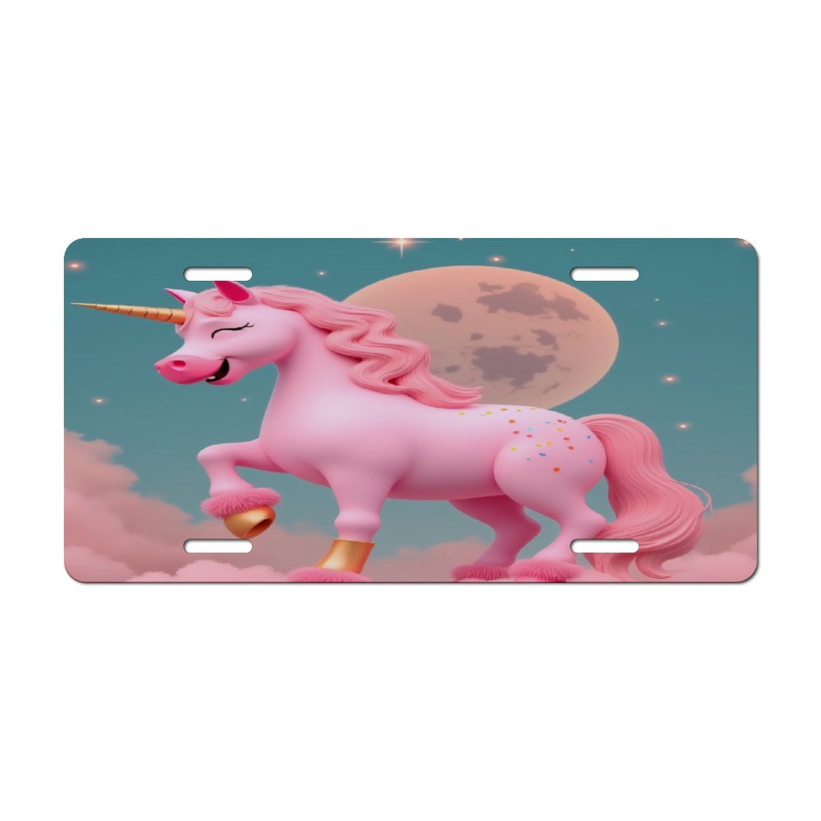 Pink Unicorn with Moon Background Car Decorative Front License Plate ...