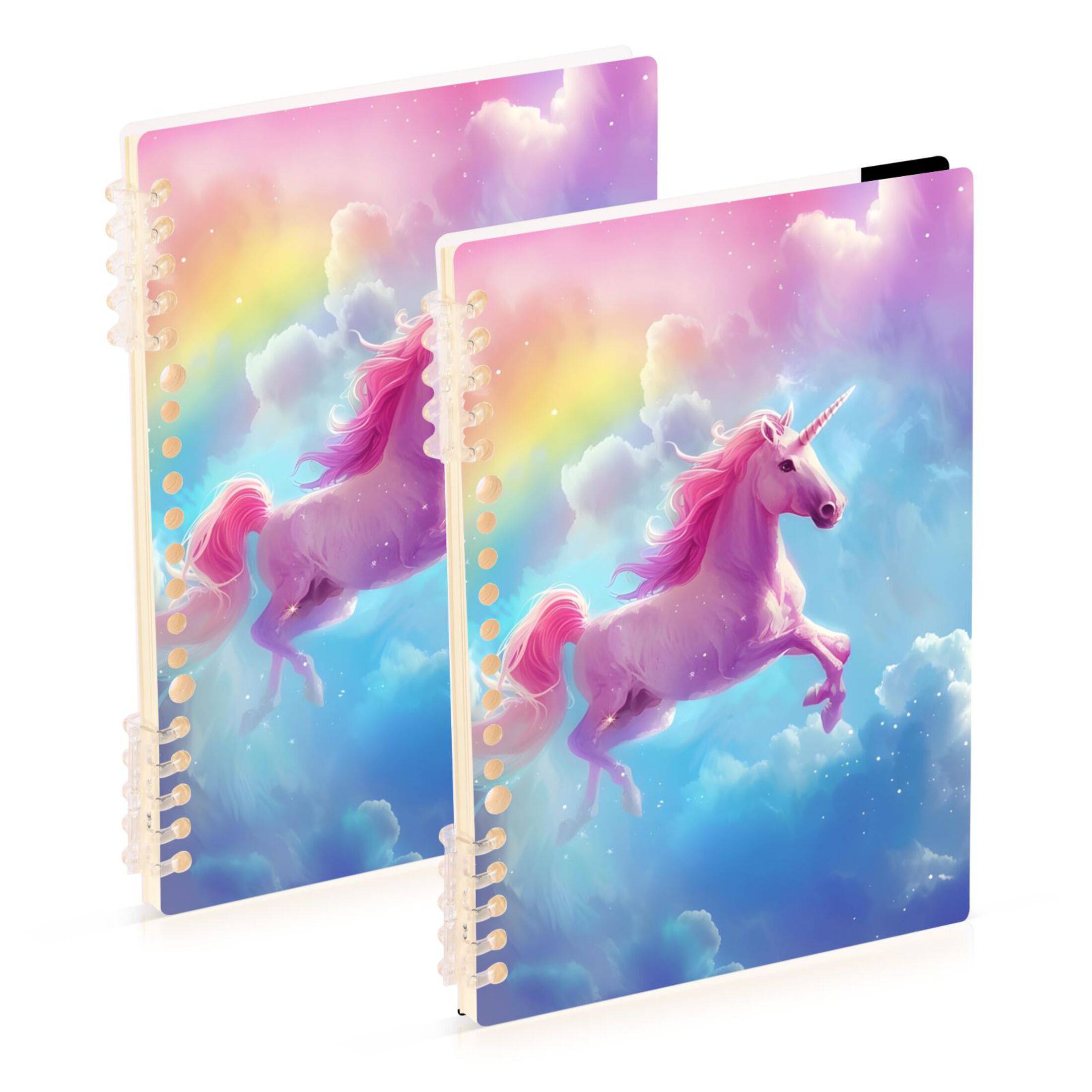 Pink Unicorn and Rainbow Ring Binder Notebook Journey Note Diary ...