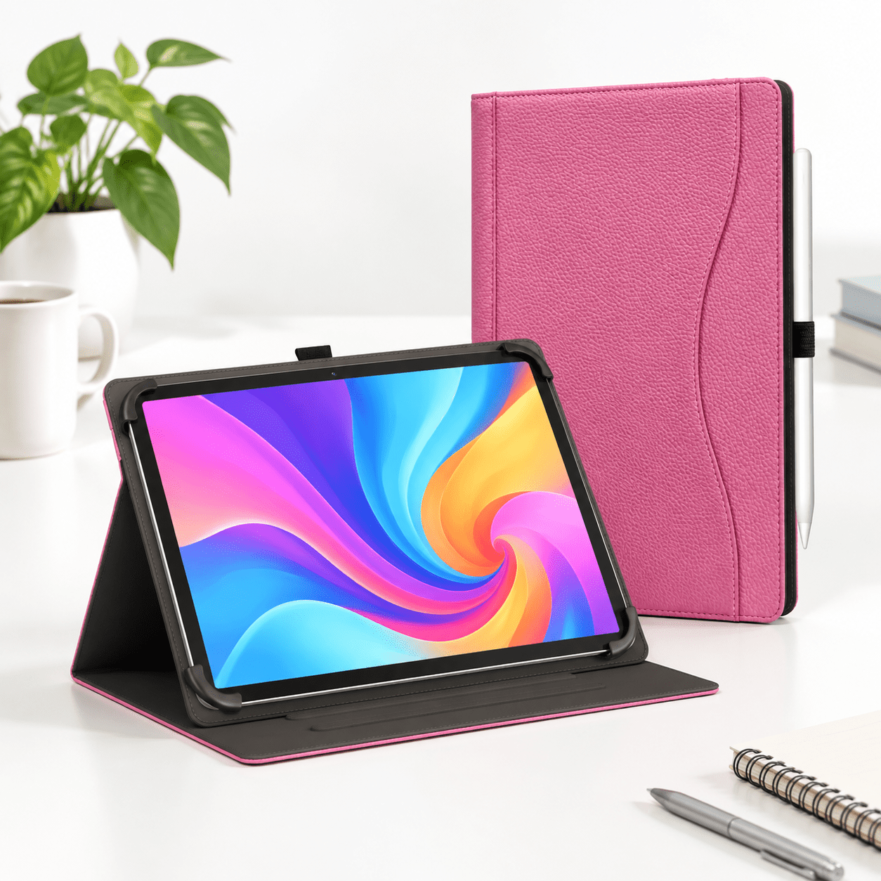 Pink Universal 9.6-11 Inch Tablet Case with Stand and Storage - Walmart.com