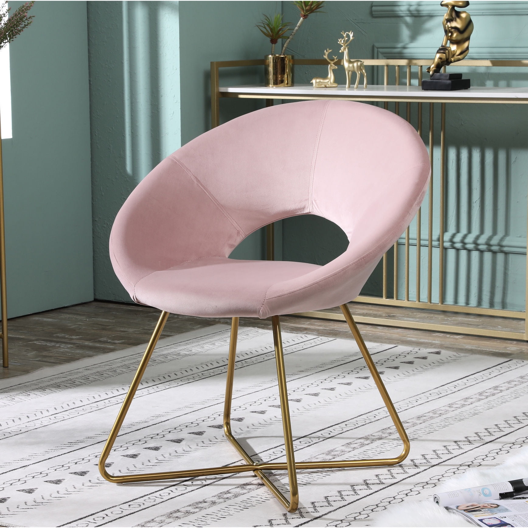 Pink Upholstered Chair - Curve Back for Comfort - TV Room - Easy to Set ...