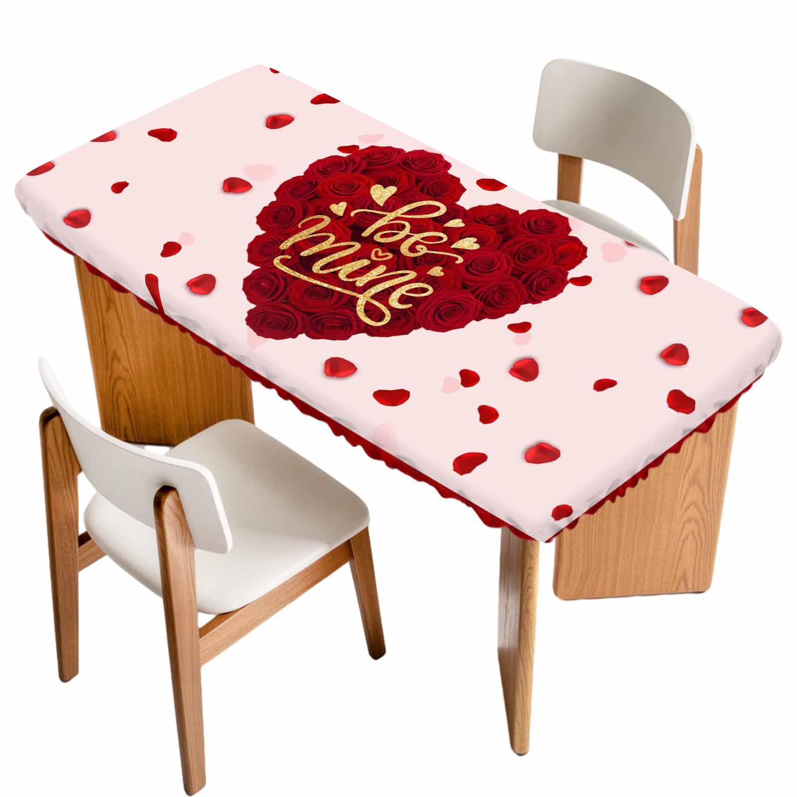 Pink Valentine's Day Table Cloths for 3 Foot Rectangle Tables, Red ...