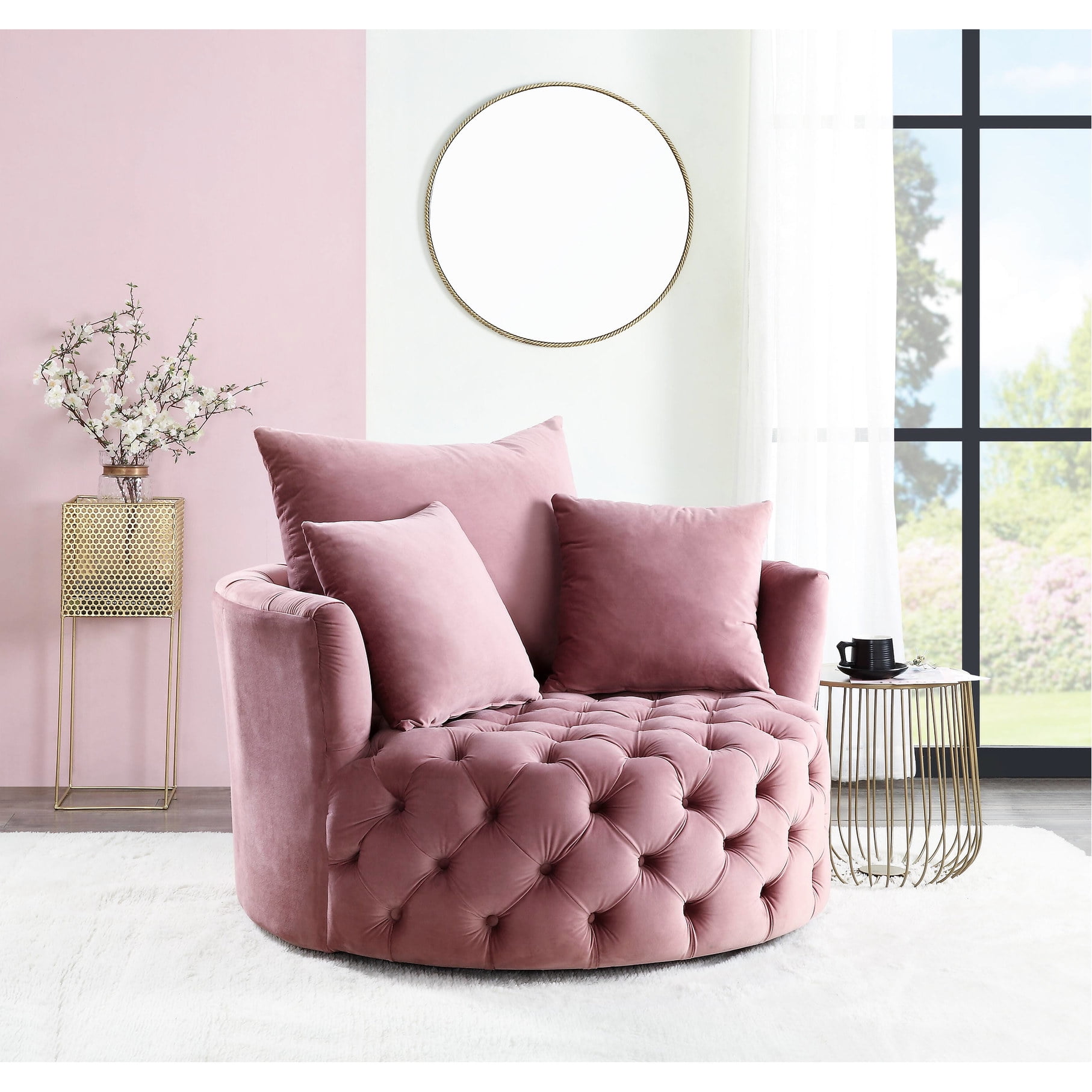 Pink Velvet - 360 Degree Swivel - Social Gathering - Inviting Seating ...