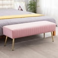 Pink Velvet Ottoman Bench for End Bed Footrest, Tufted Bedroom Stool ...