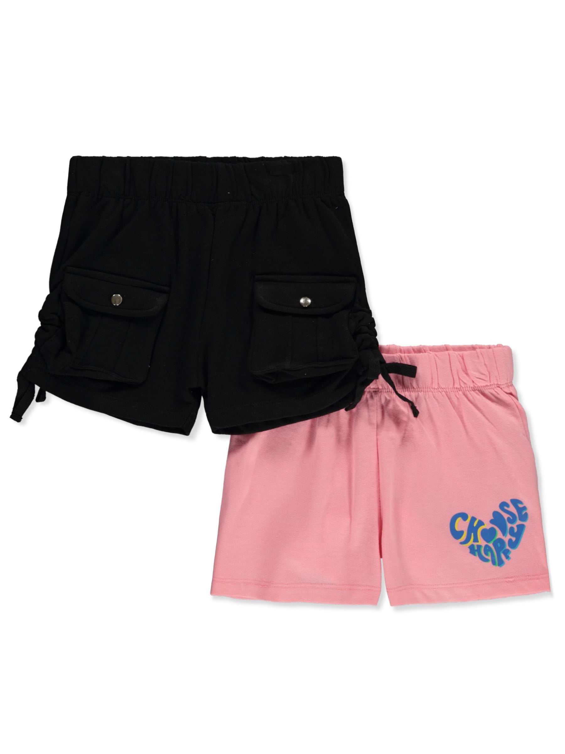 Pink Velvet Girls' 2-Pack Cargo Cinch Shorts - black/pink, 3t (Toddler ...