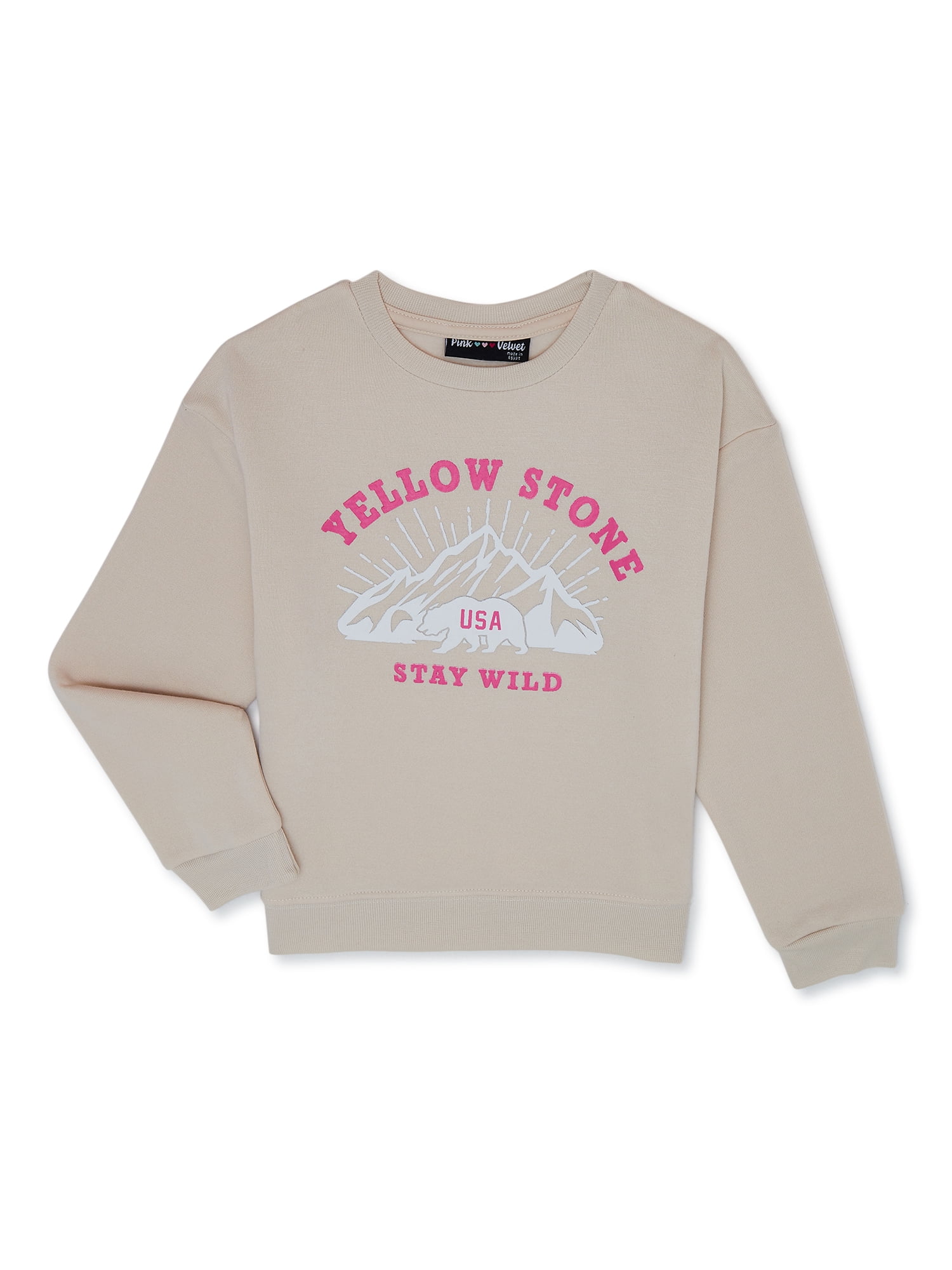 Pink Velvet Girls Fleece Pullover Sweatshirt - Sizes 4-16 - Walmart.com