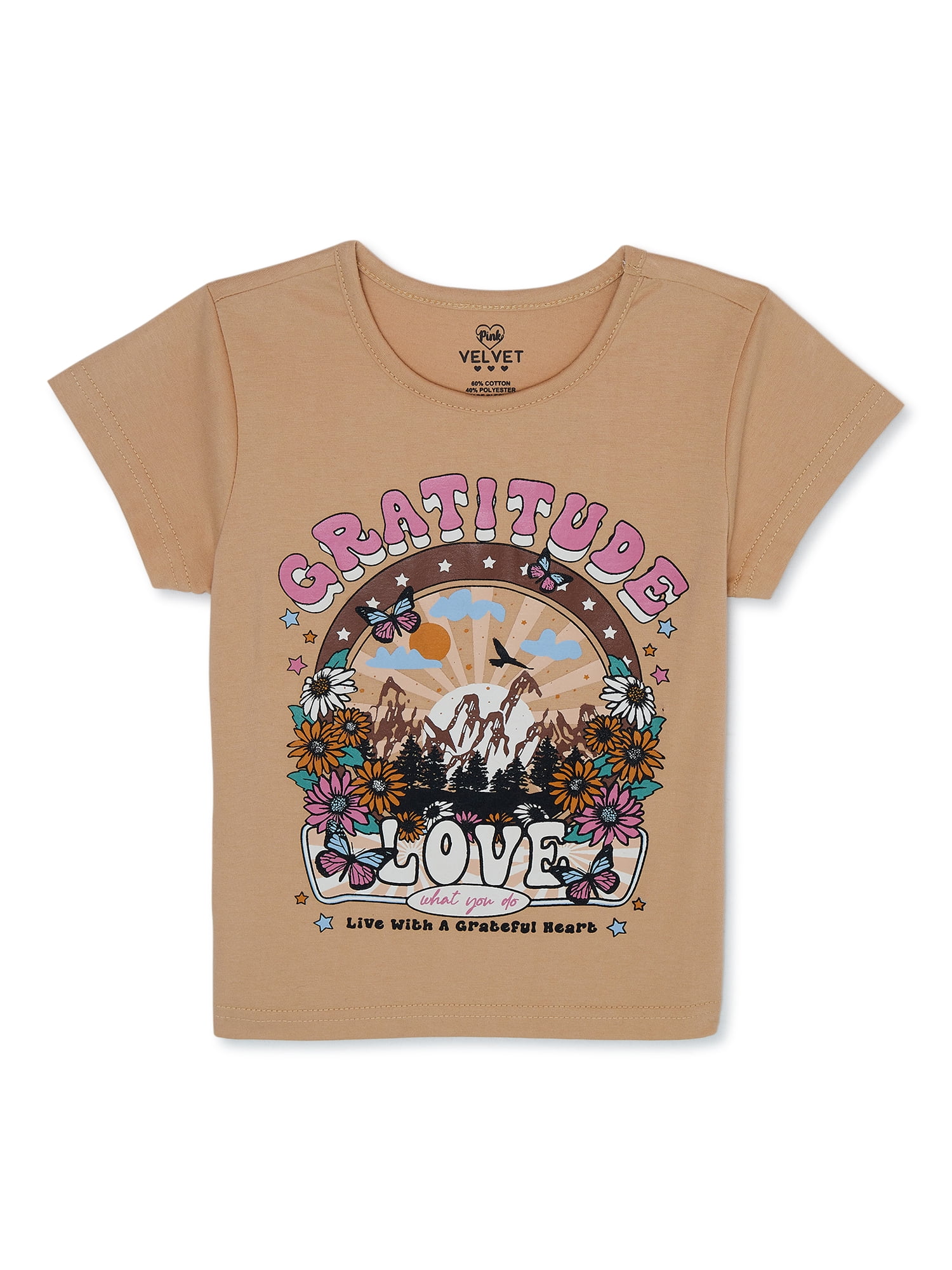 Pink Velvet Girls Graphic Short Sleeve Tee - Sizes 4-16 - Walmart.com