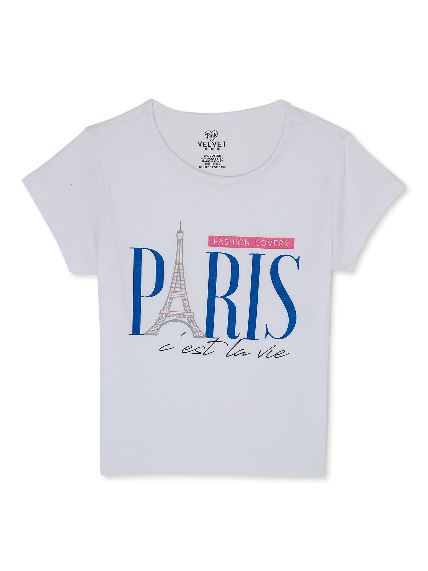 Pink Velvet Girls Graphic Short Sleeve Tee , Sizes 4-16 - Walmart.com