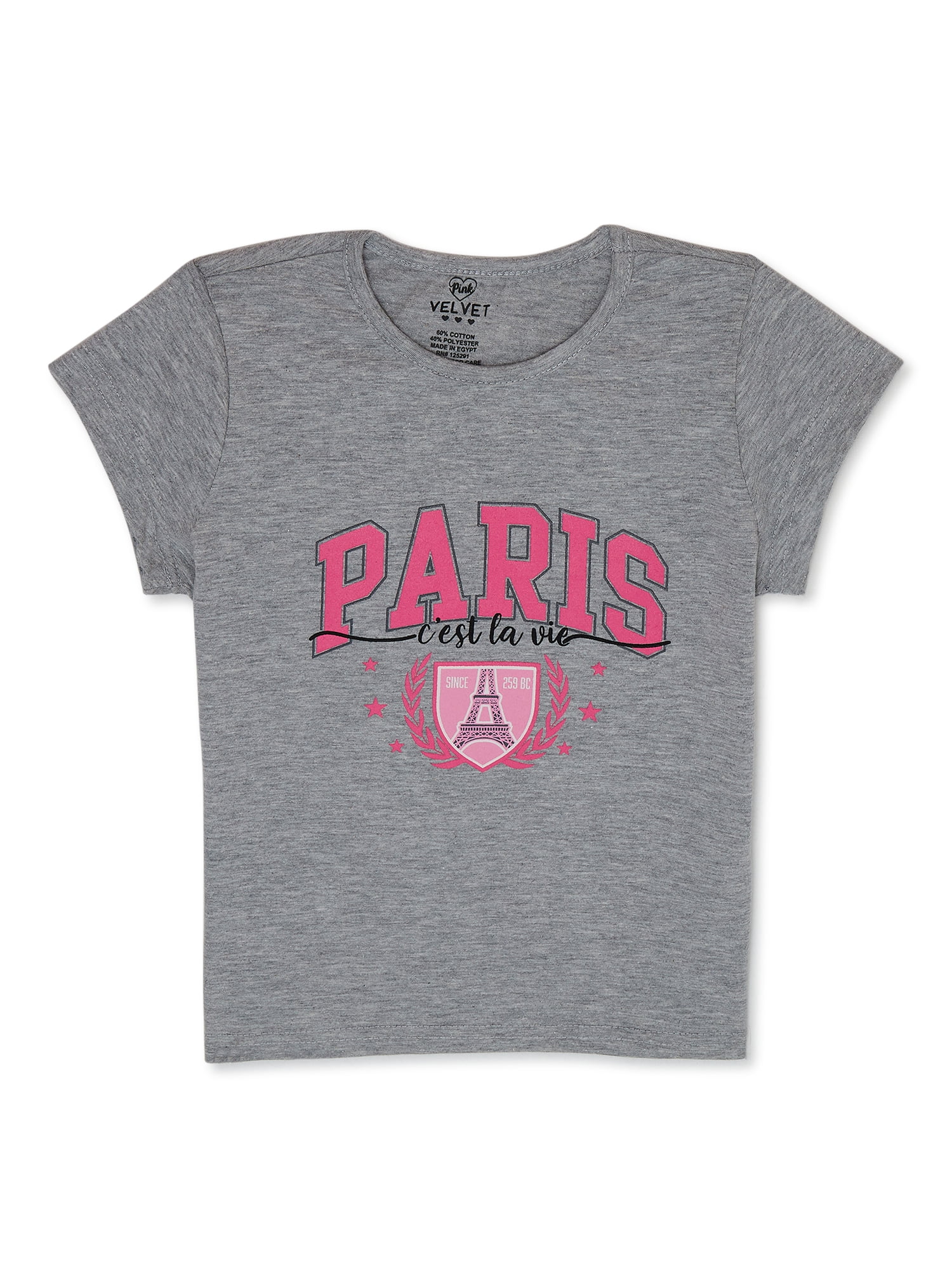 Pink Velvet Girls Graphic Short Sleeve Tee , Sizes 4-16 - Walmart.com