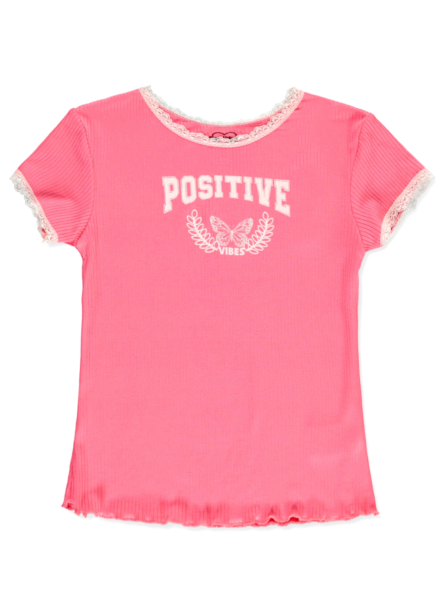 Pink Velvet Girls' Ribbed Daisy T-Shirt - coral, 10 - 12 (Big Girls ...