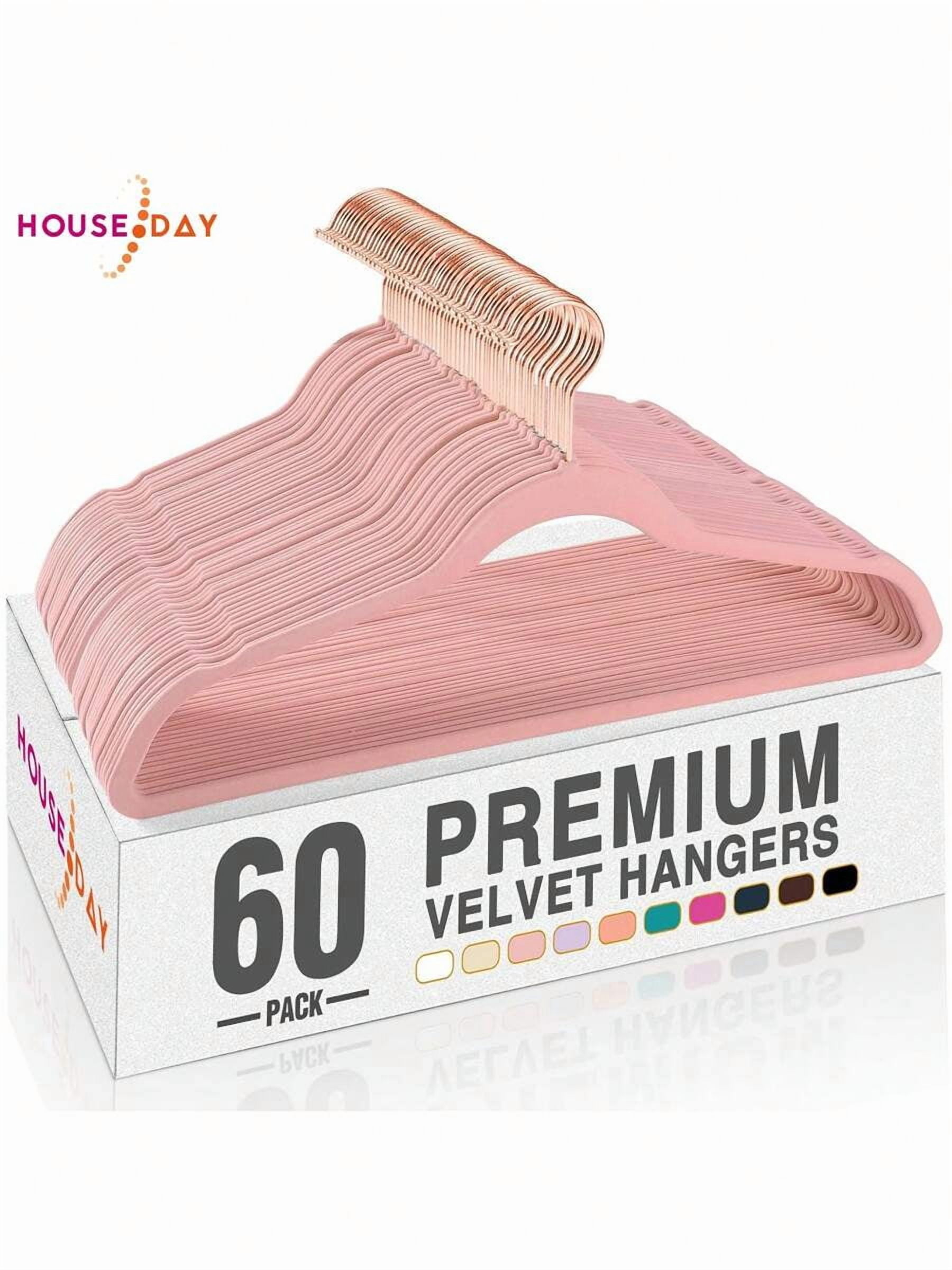Pink Velvet Hangers 60 Pack，Non-Slip Felt Clothes Hangers，Heavy Duty ...