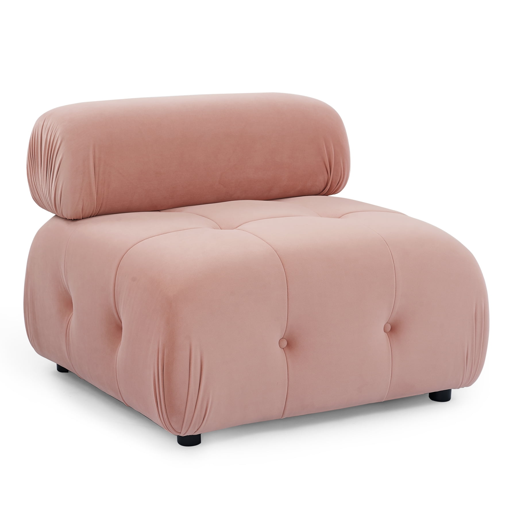 Pink Velvet Modular Sofa Chair with Wood Frame and Foam Seat Compact ...