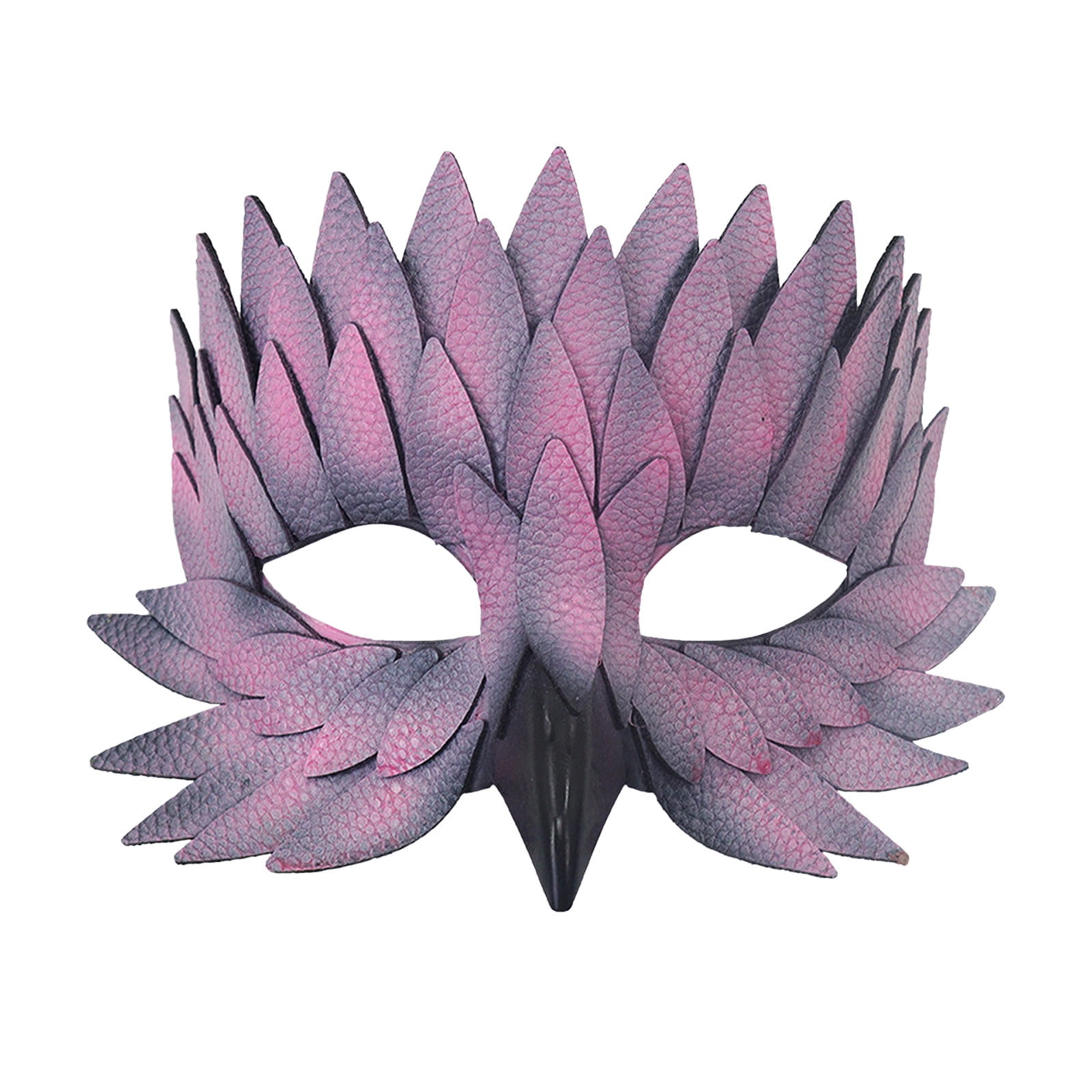 Pink Venetian Beak Mask Half Face Halloween Mask with Feathers Faux ...