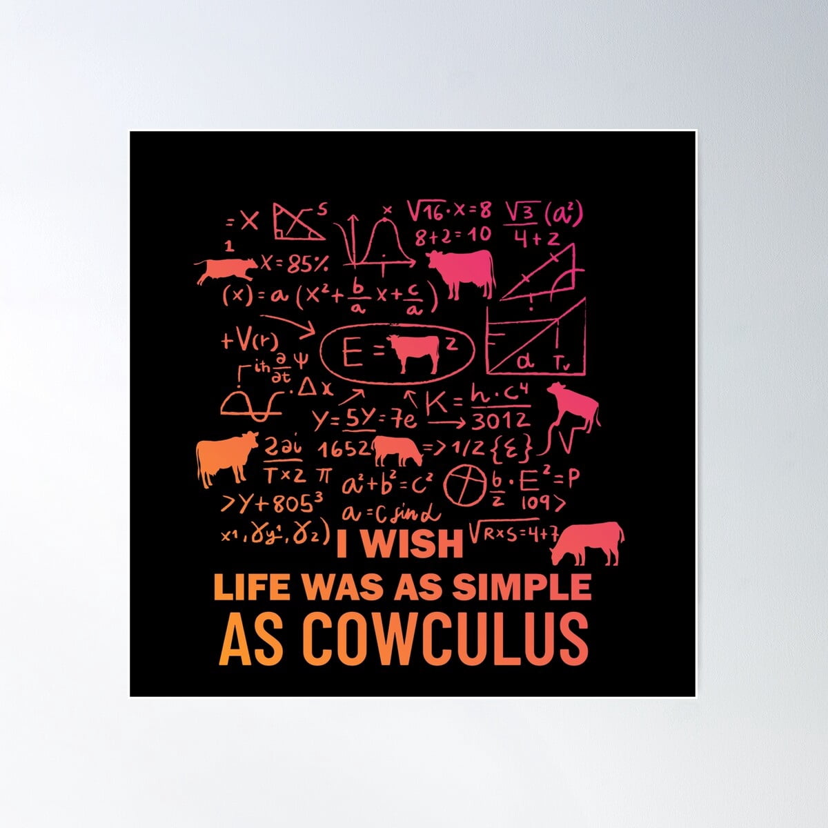 Pink Version Of I Wish Life Was As Simple As Calculus Cow Pun Poster ...