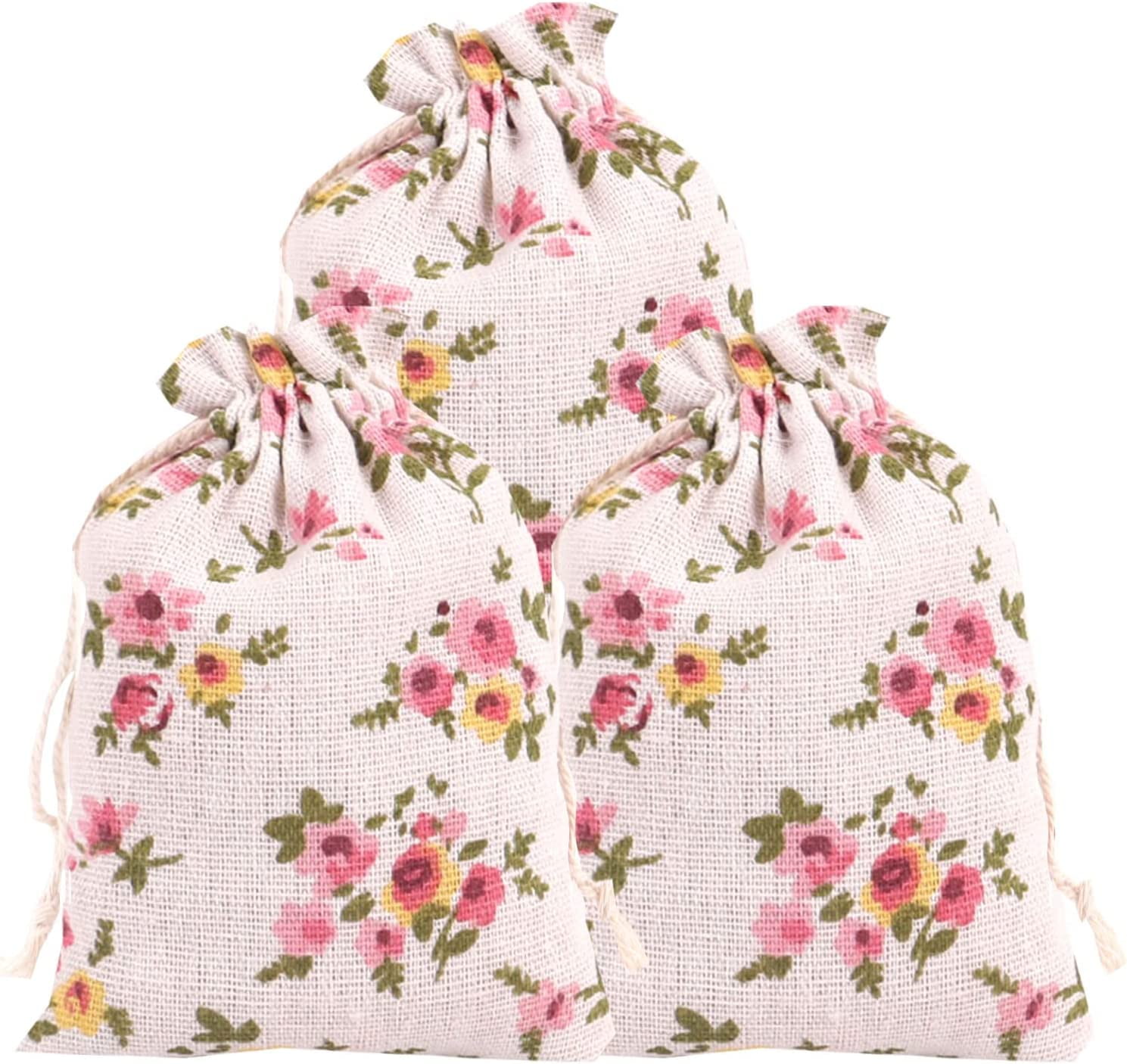 Pink Vintage Flower Gift Treat Bags Drawstring Gift Bag Spring Floral ...