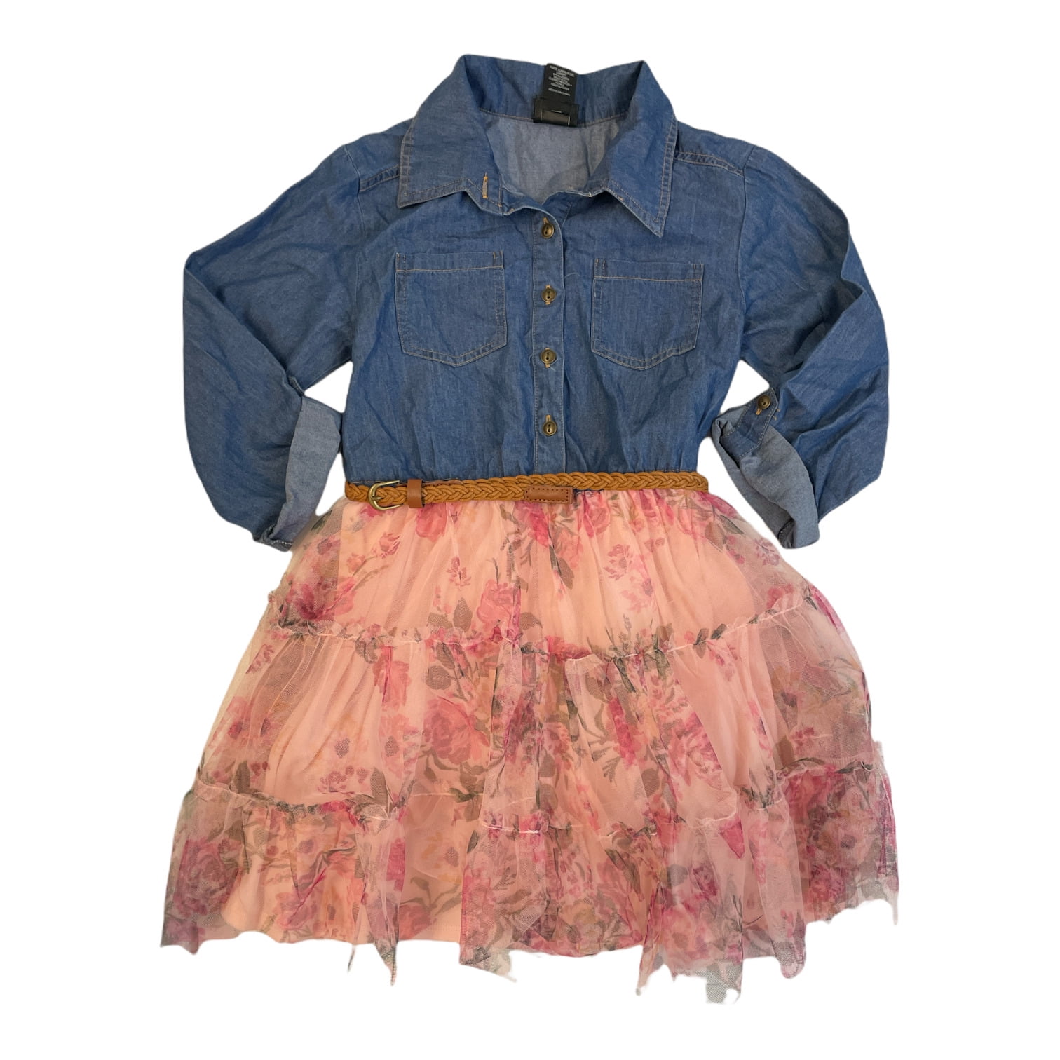 Pink & Violet Denim & Tulle Tutu Dress, 3/4 Sleeve, (Girl's Toddler ...