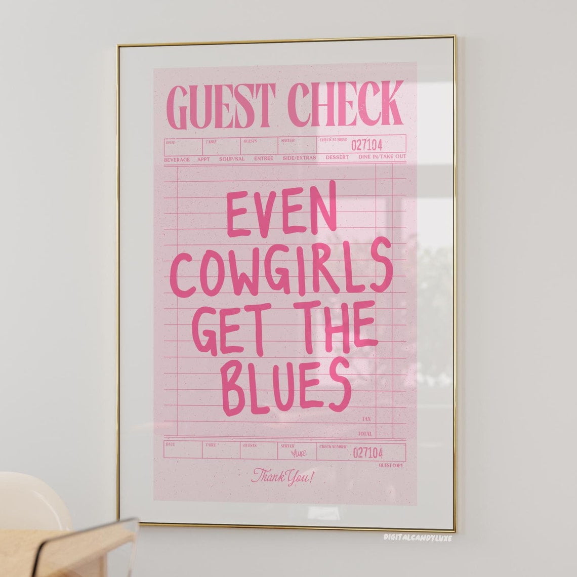 Pink Wall Art Prints Guest Check Poster Coastal Cowgirl Decor Western Wall Prints Cute Girly ...