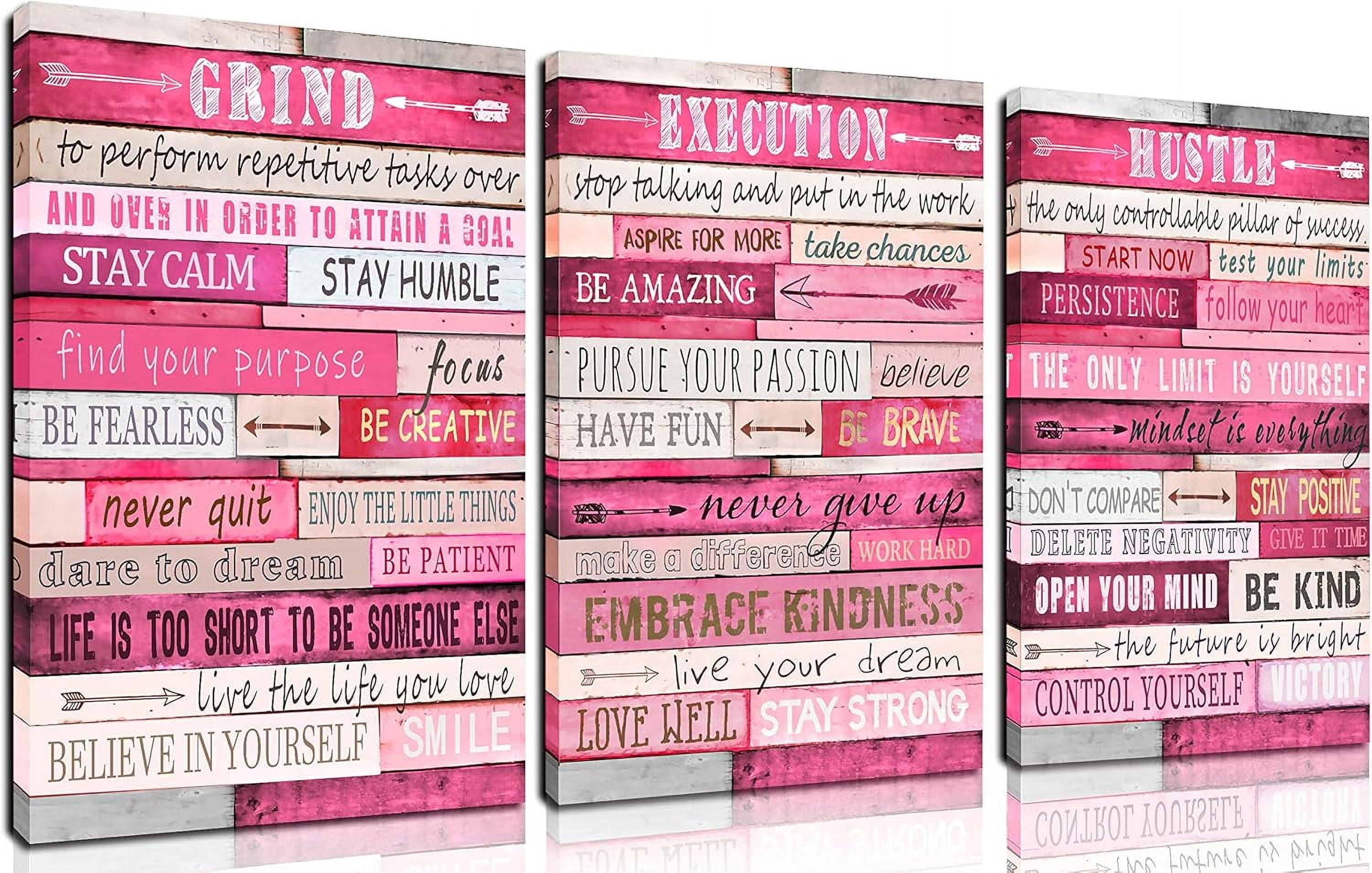 Pink Wall Decor - Inspirational Quotes Wall-Art - Motivational Bedroom ...