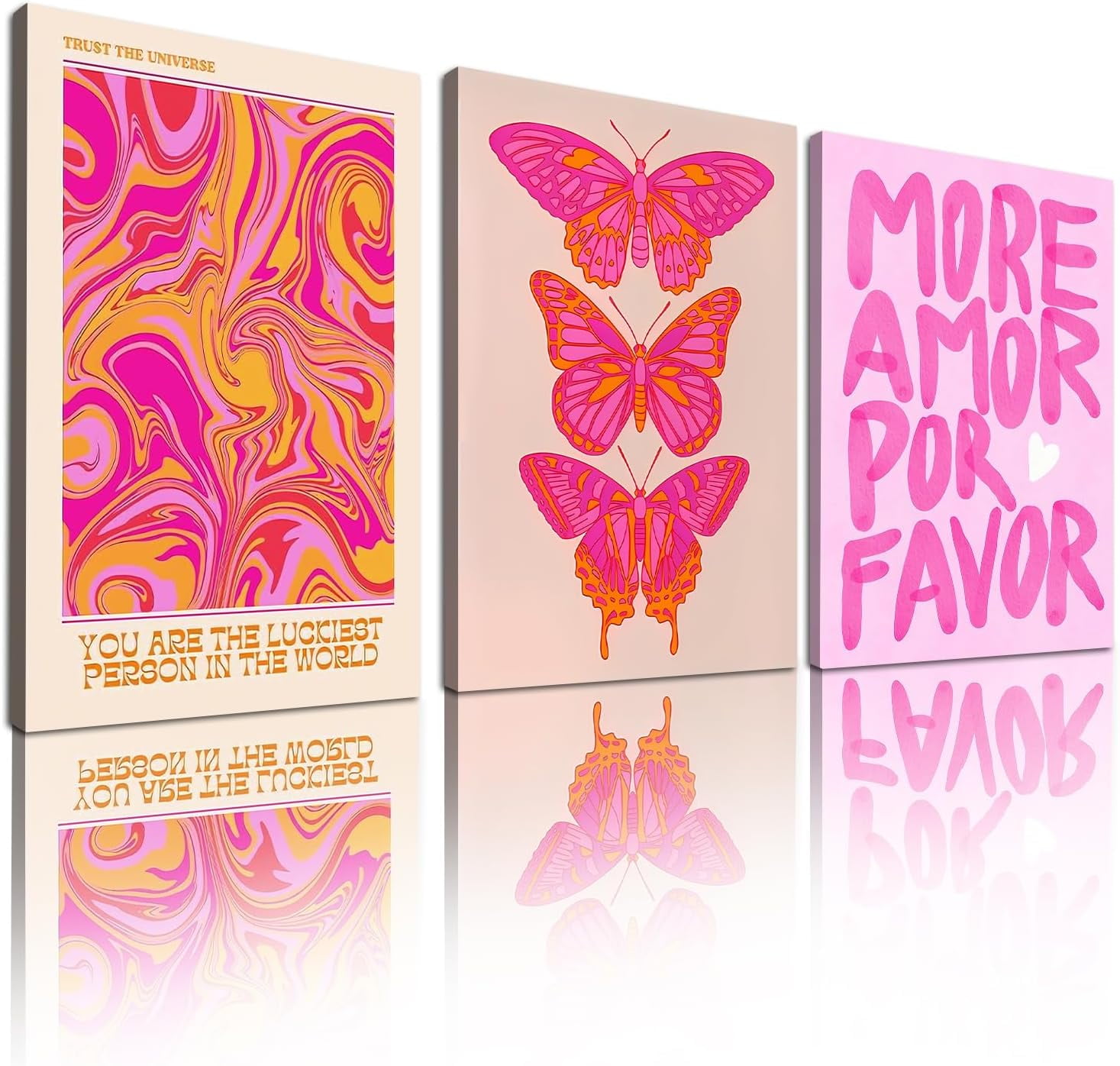 Pink Wall Decor Sets of 3 Posters for Room Aesthetic,Trendy Preppy ...