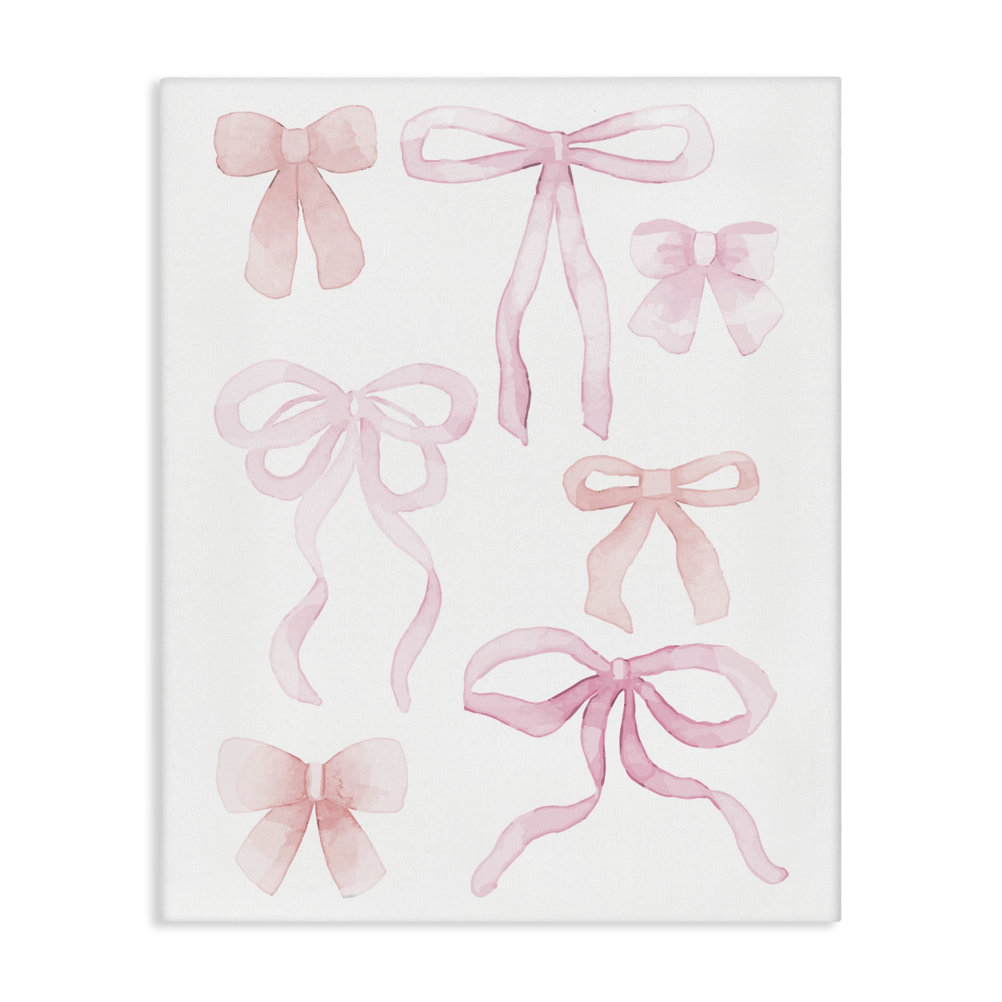 Pink Watercolor Bows Canvas Wall Art, design by Kim Allen - Walmart.com