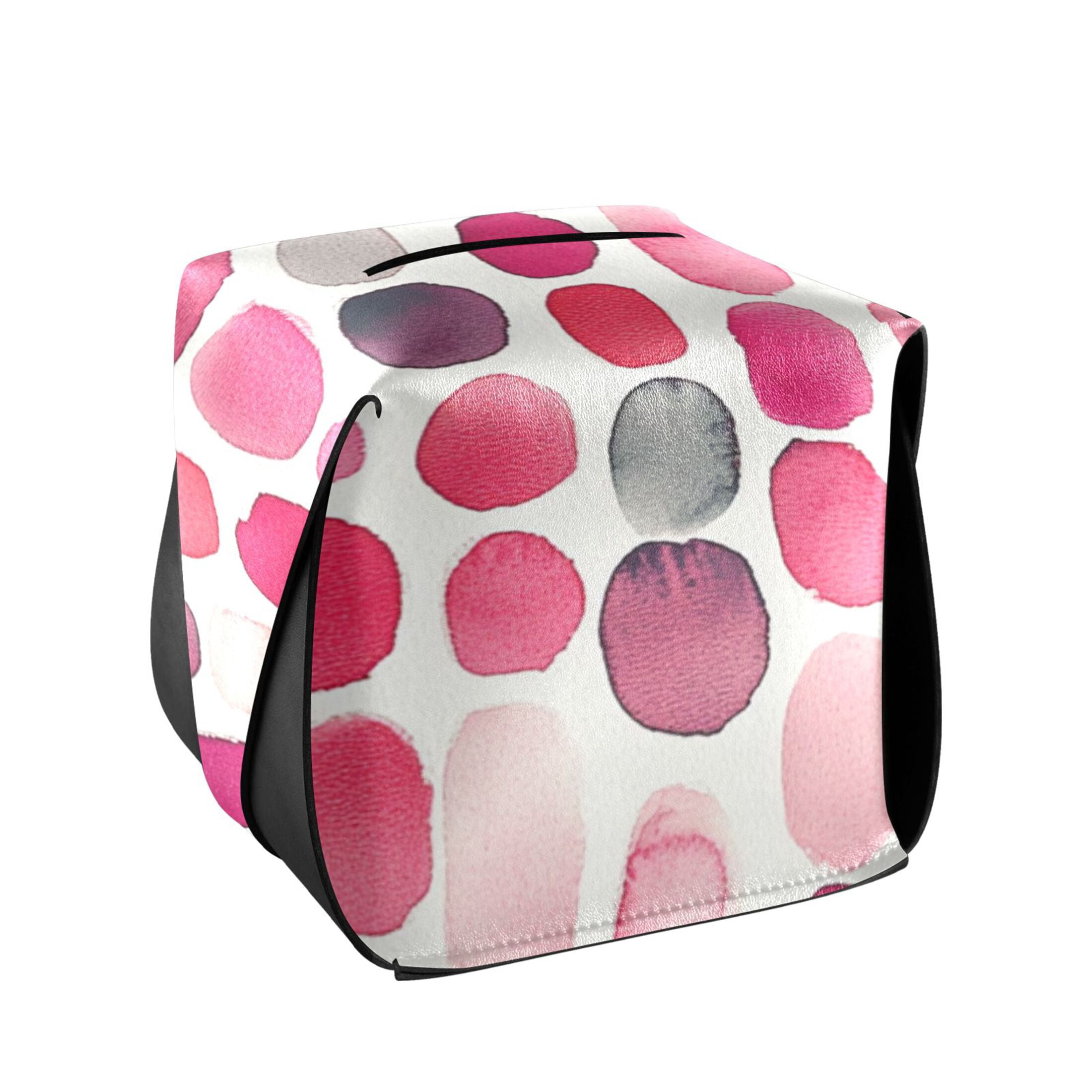 Pink Watercolor Dots Tissue Box Cover Leather Square Rectangle Tissue ...