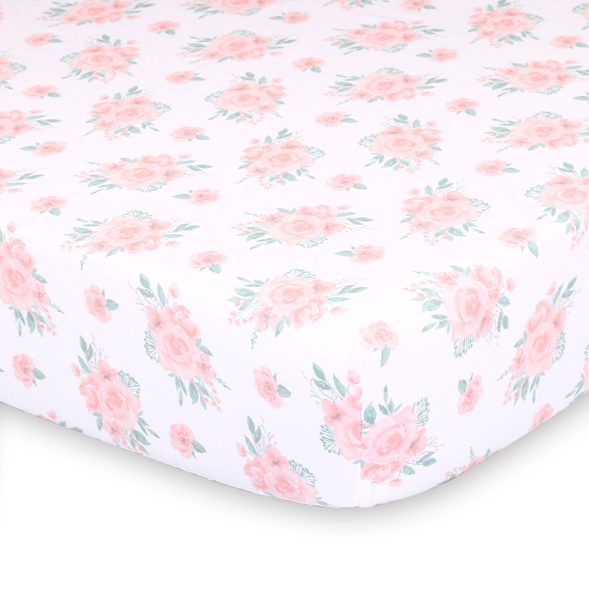 Pink Watercolor Floral Cotton Fitted Baby Girl Crib Sheet - Farmhouse ...