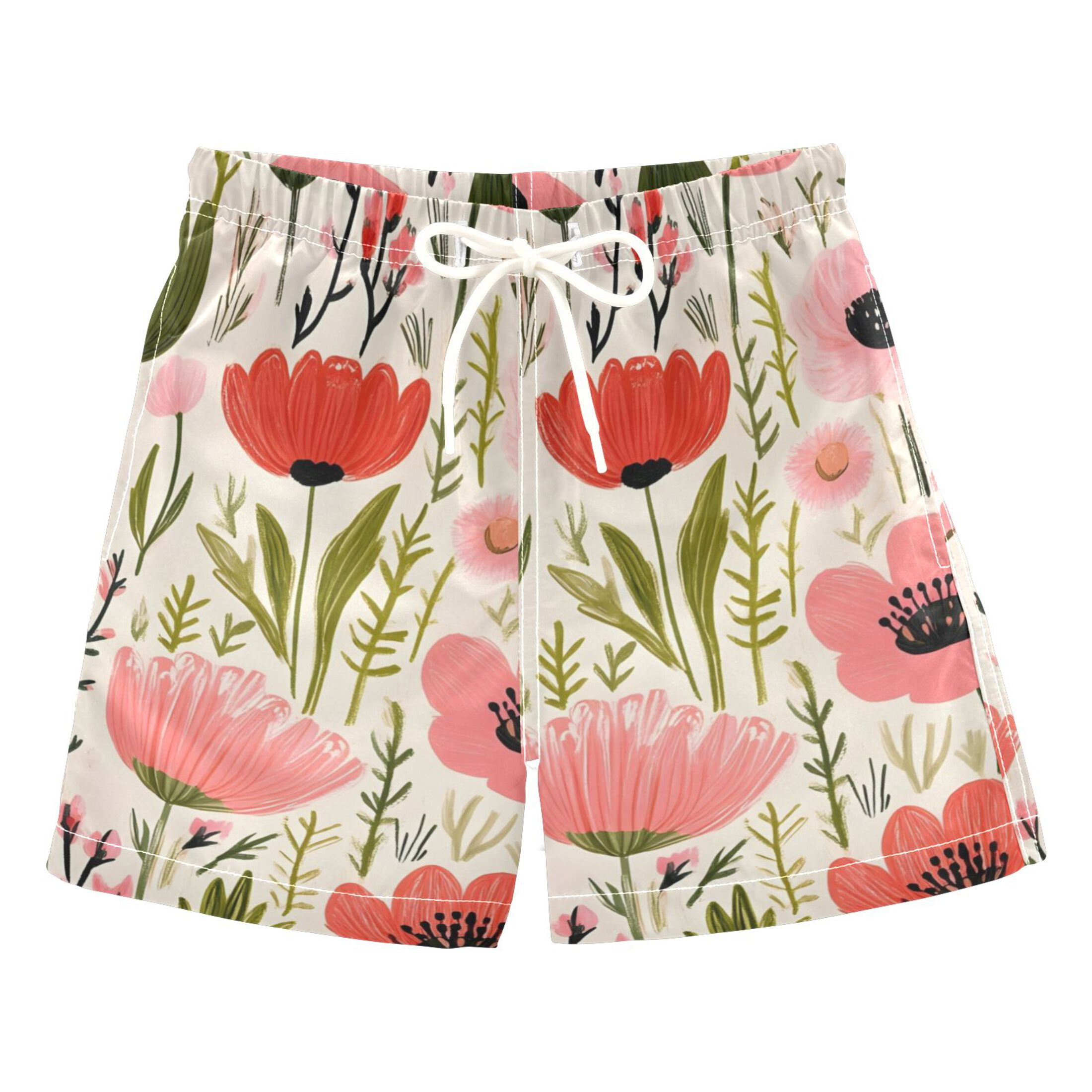 Pink Watercolor Flowers Boys Swim Trunks Quick Dry Boy Swim Shorts for ...