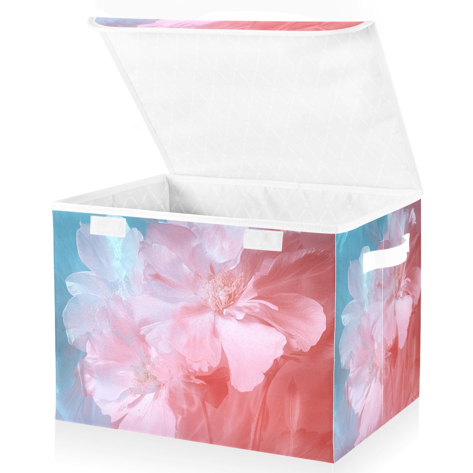Pink Watercolor Flowers Storage Basket for Shelves Foldable Container ...