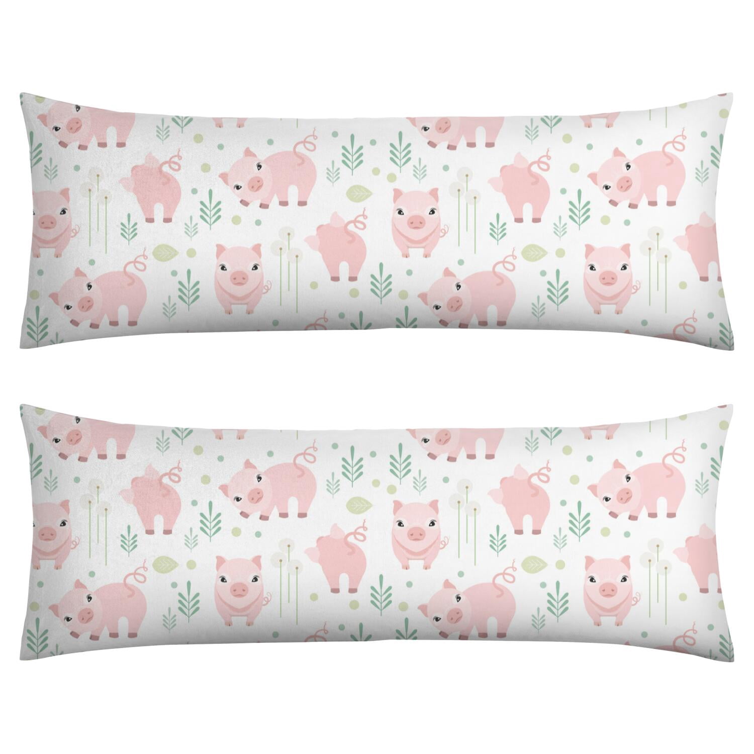 Pink Watercolor Pig Body Pillow Cover 20x54 - Cute Pig Farm Animal ...