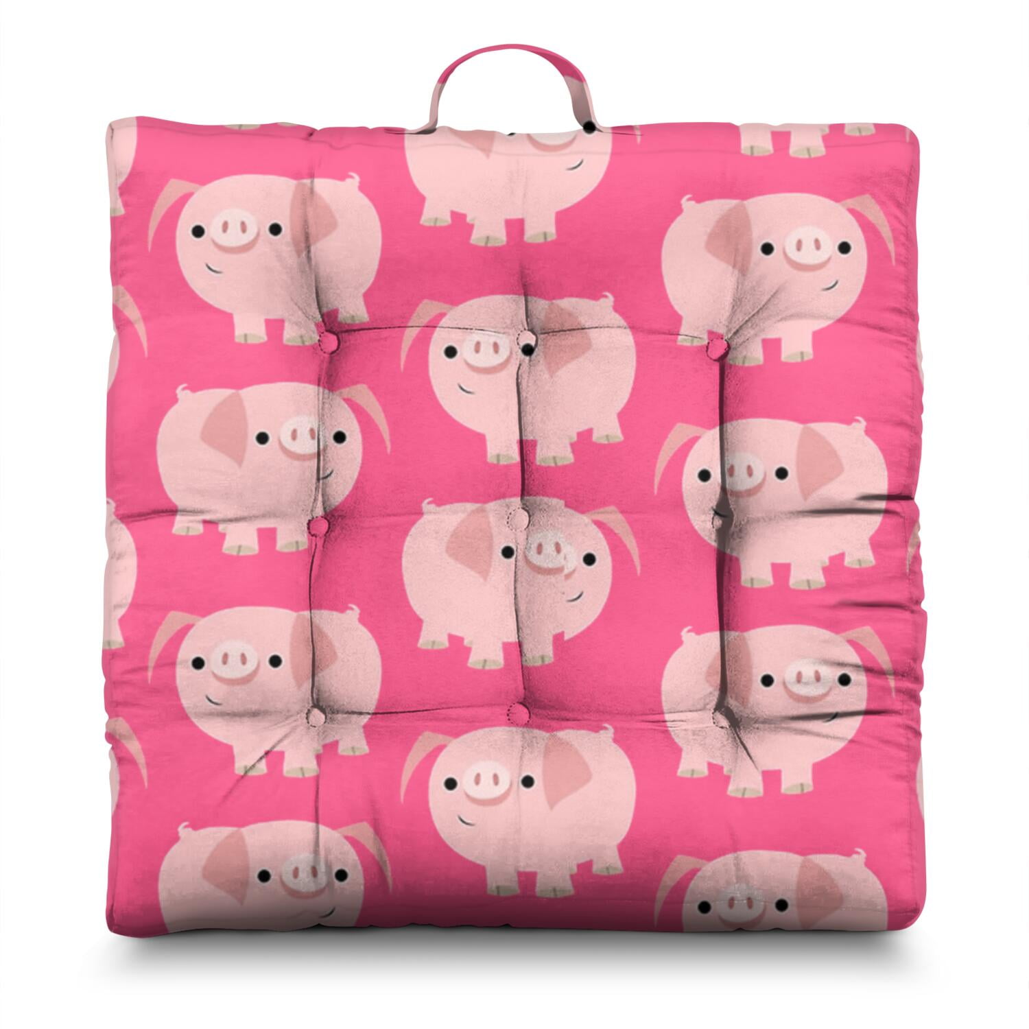 Pink Watercolor Pig Floor Pillow - Large Square Tatami Mat Seat Pad for ...