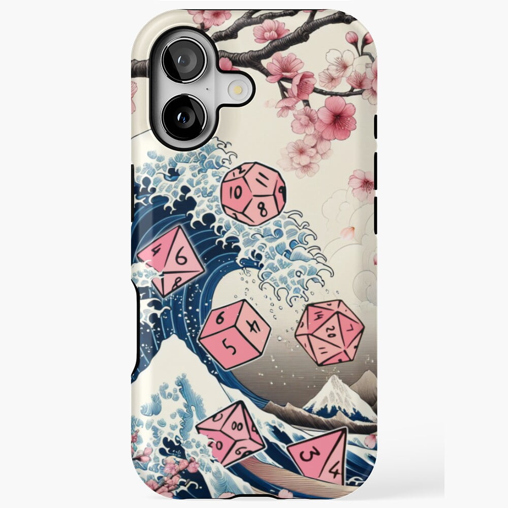 Pink Wave Sakura Dice Fantasy Japanese Style for iPhone 17 11 12 13 14 ...