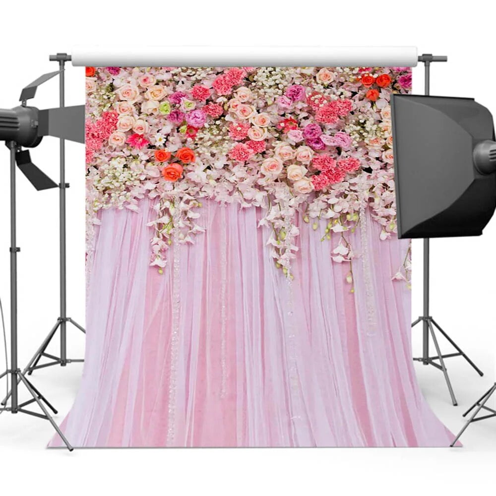 Pink Wedding Ceremony Background for Photography Flower Photo Backdrop ...