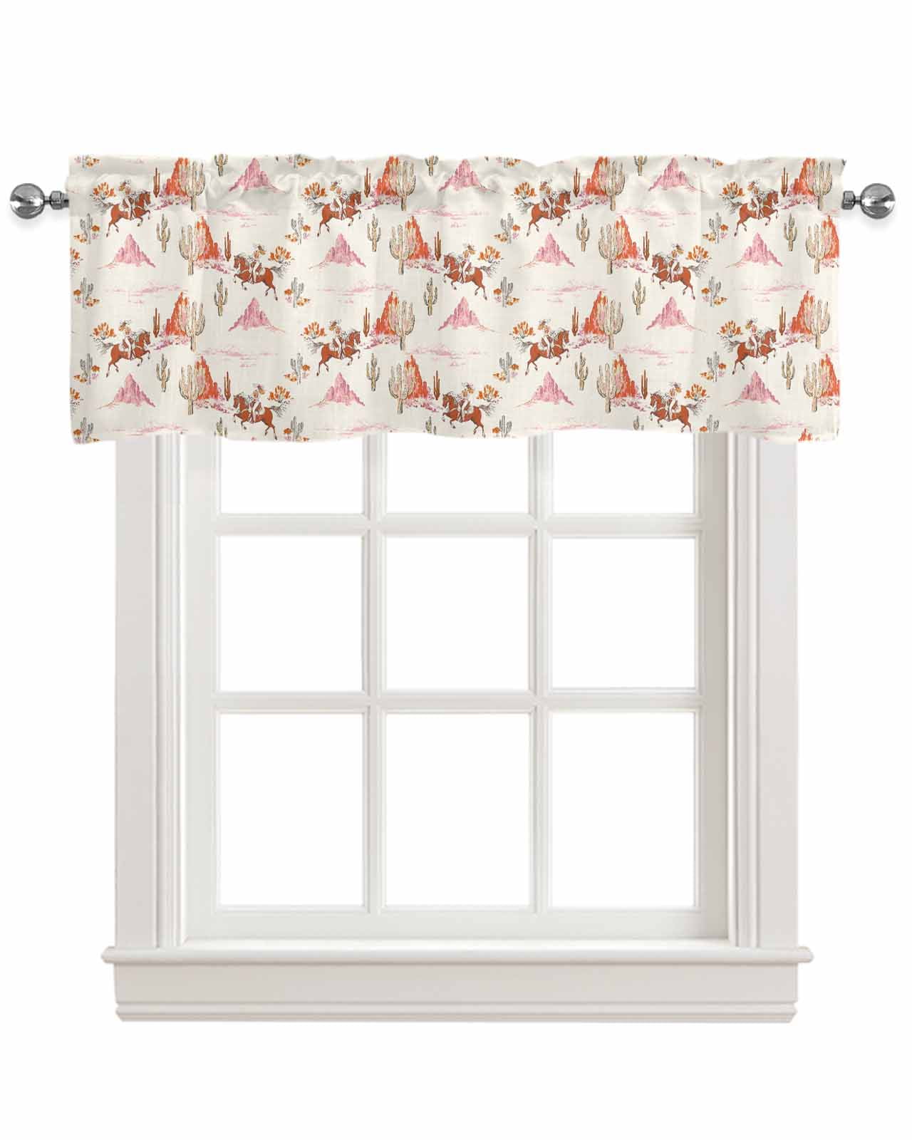 Pink Western Cowboy Kitchen Valances for Windows Farmhouse Linen Window ...