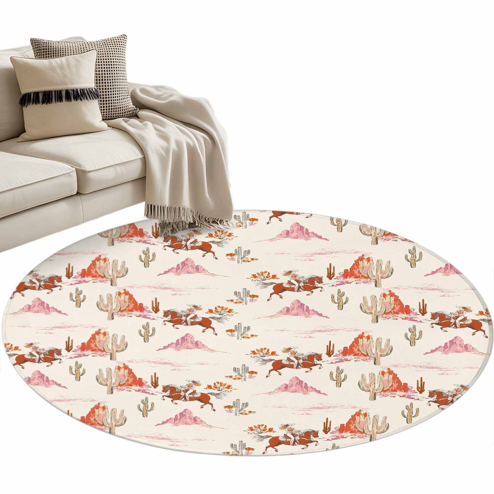 Pink Western Cowboy Large Area Rugs for Bedroom Living Room, Soft Non ...