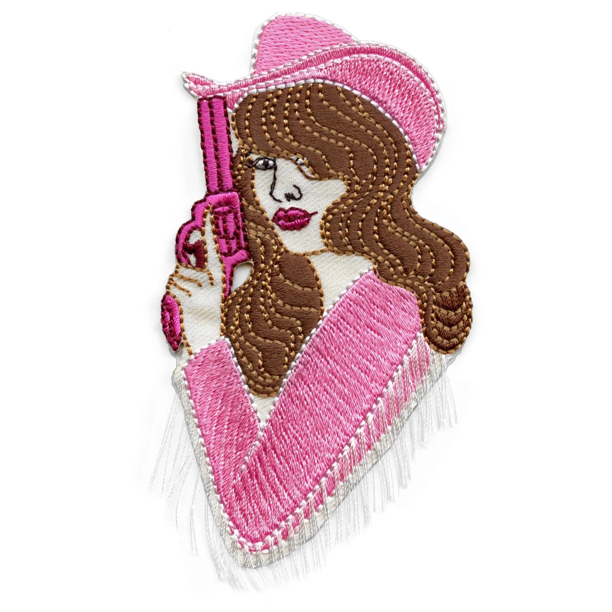 Pink Western Fringe Cowgirl Patch Gunslinger Female Rodeo Embroidered ...