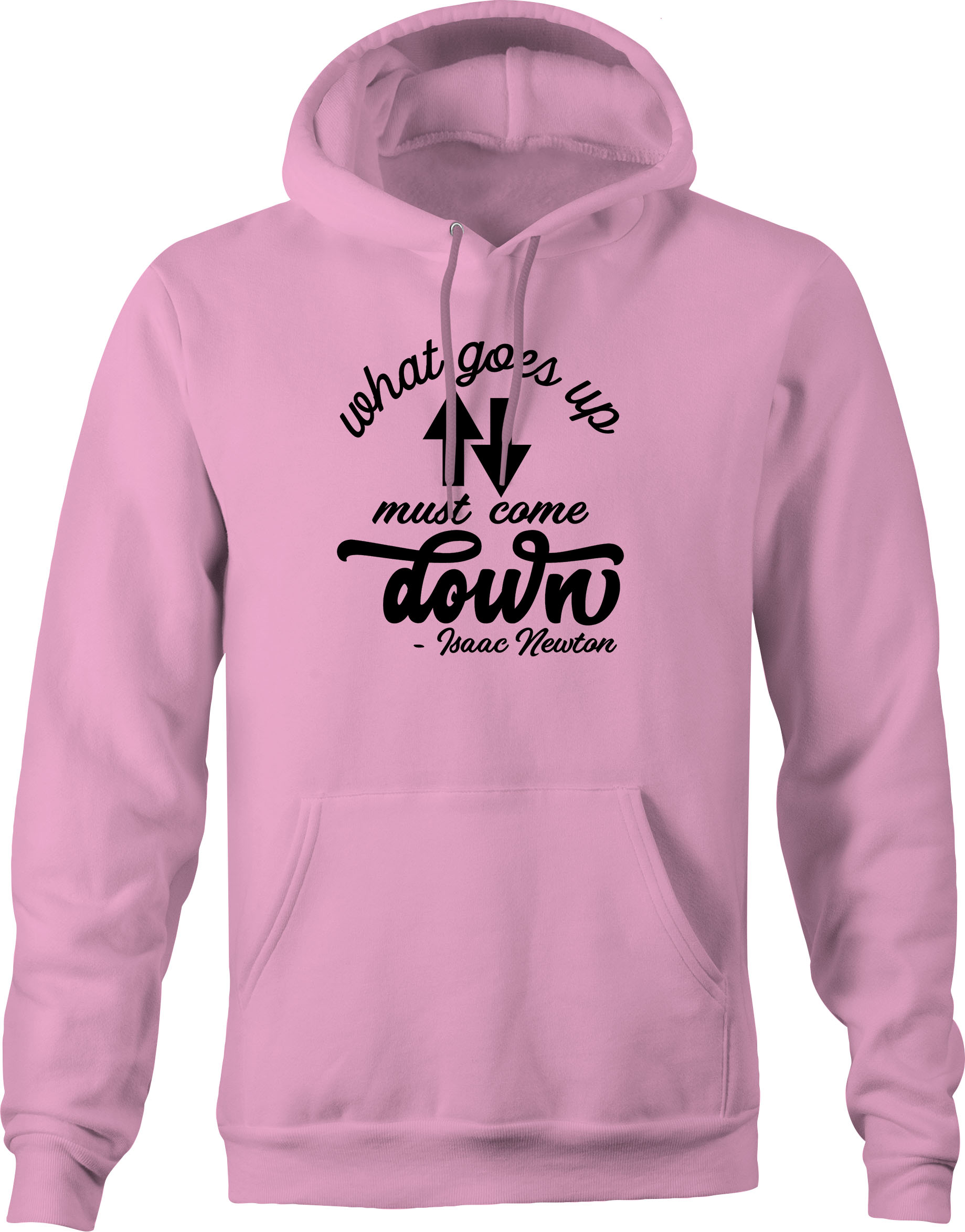Pink What Goes Up Must Come Down Isaac Newton Science Hoodie XXL ...