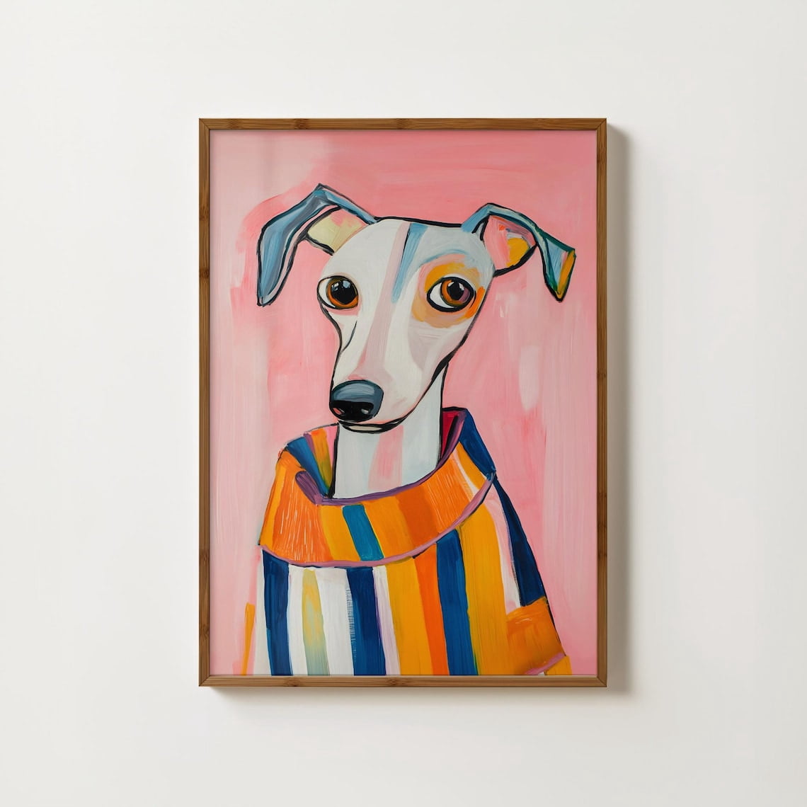 Pink Whippet Italian Greyhound Print Trendy Whippet Wall Art Cute ...