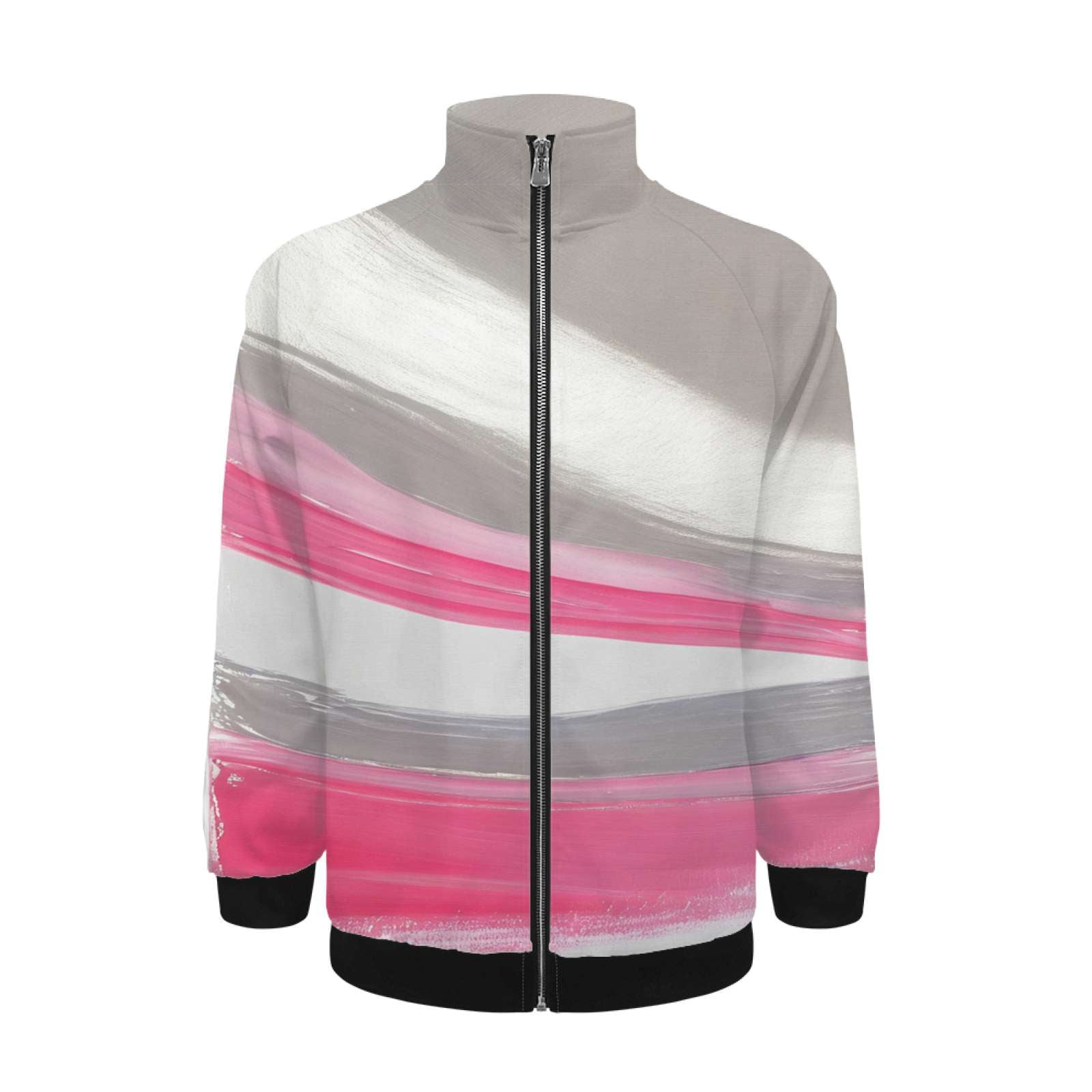Pink White Abstract Stripes Jacket Men's Street Cool Long Sleeves Coat ...