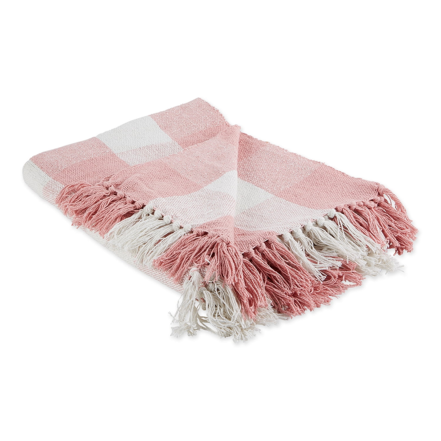 DII 60x50" Modern Cotton Buffalo Check Throw in Pink and White ...