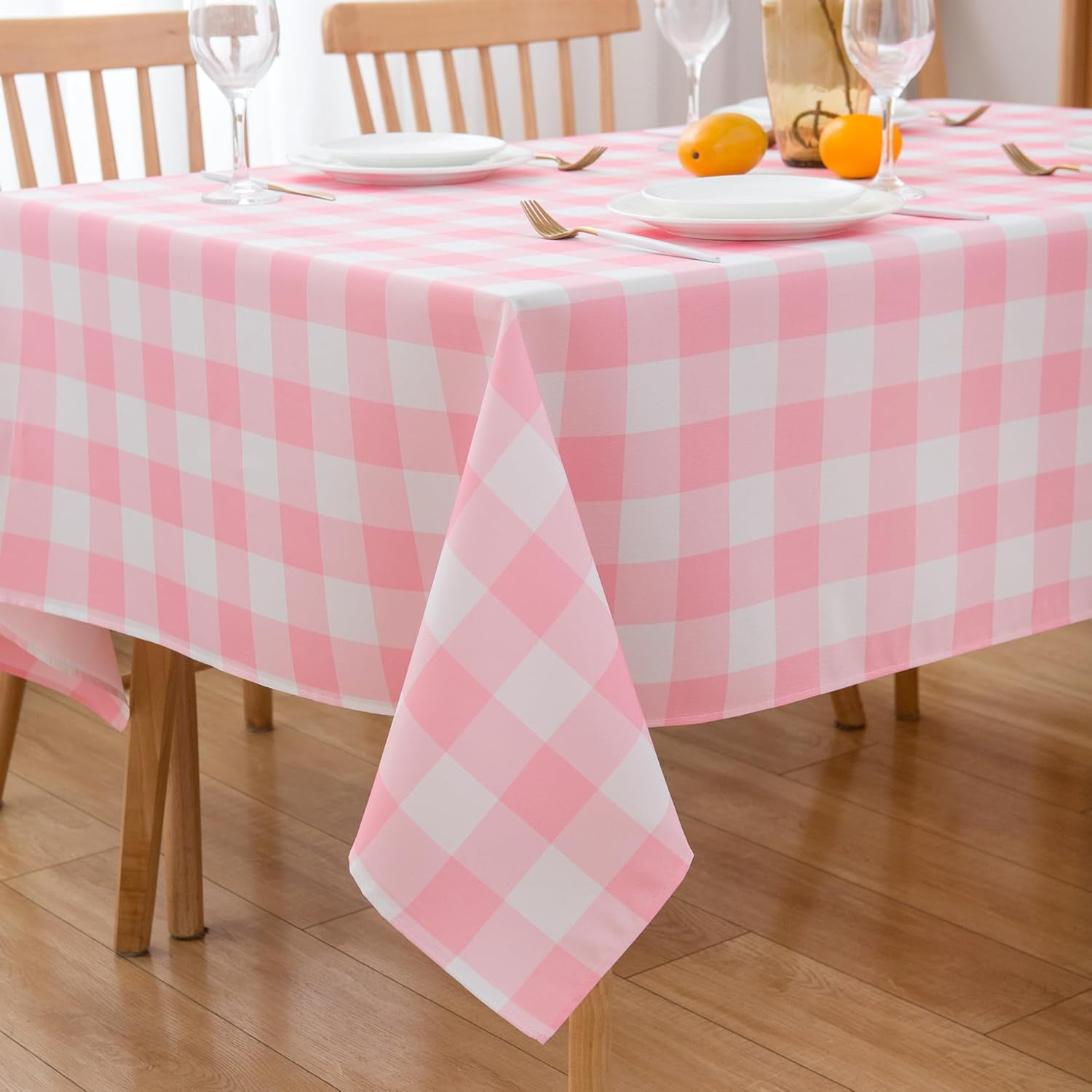 Pink and White Checkered Tablecloth 60" X 84" Rectangle Pink Gingham ...