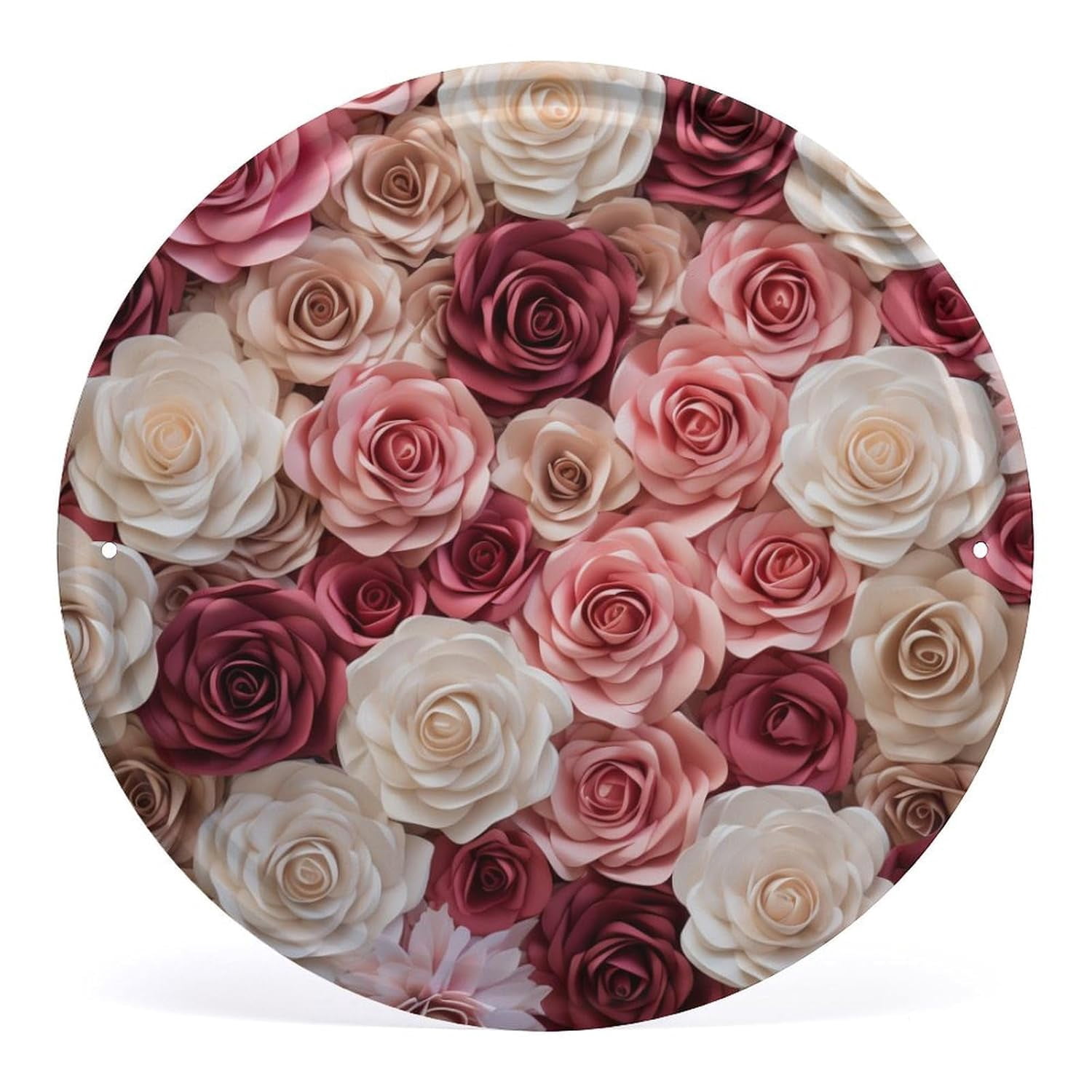 Pink White And Cream Roses Round Tin Sign Romantic Rose Flower Novelty ...