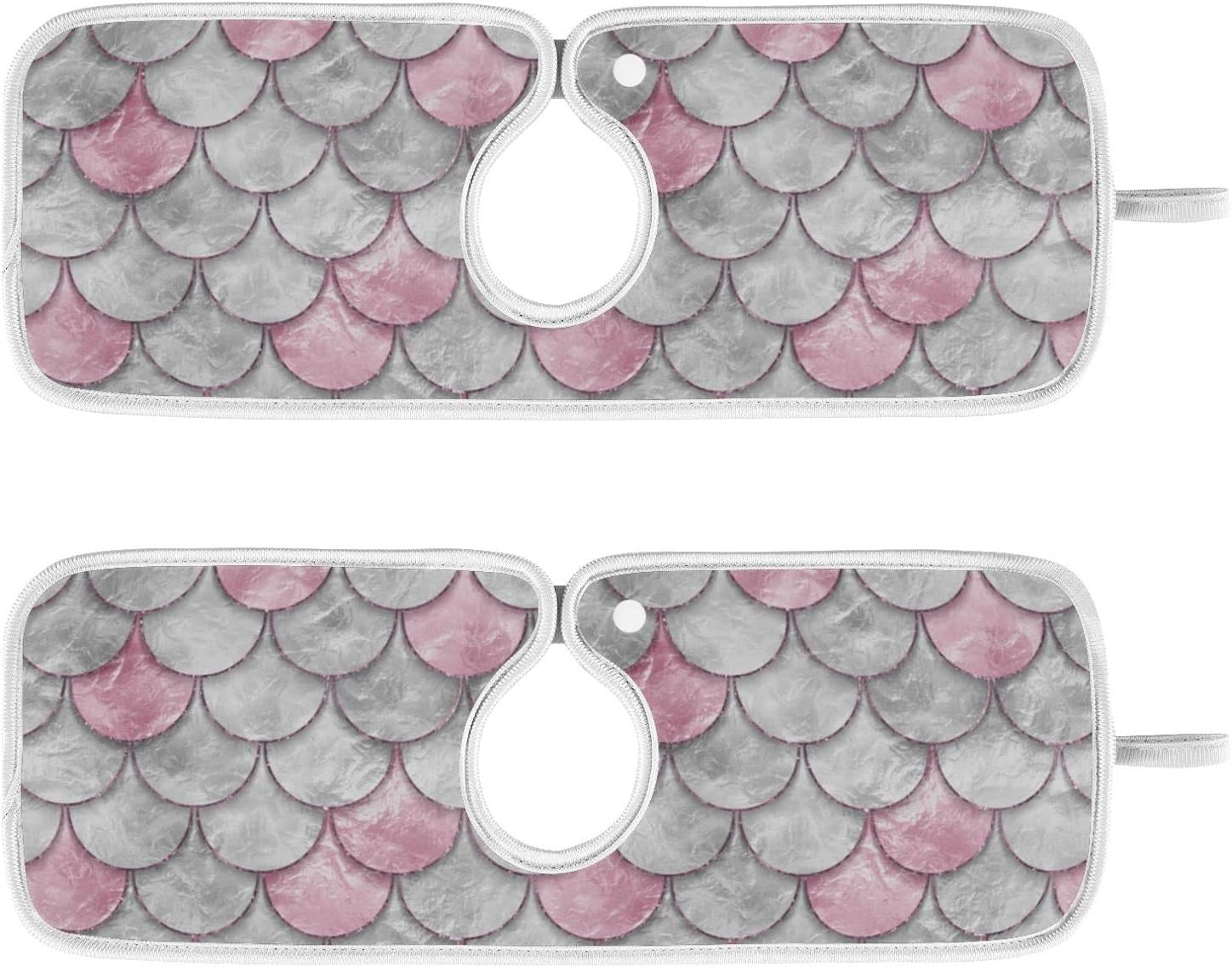 Pink White Fish Scales Sink Splash Guard for Faucet 2 Packs Faucet ...