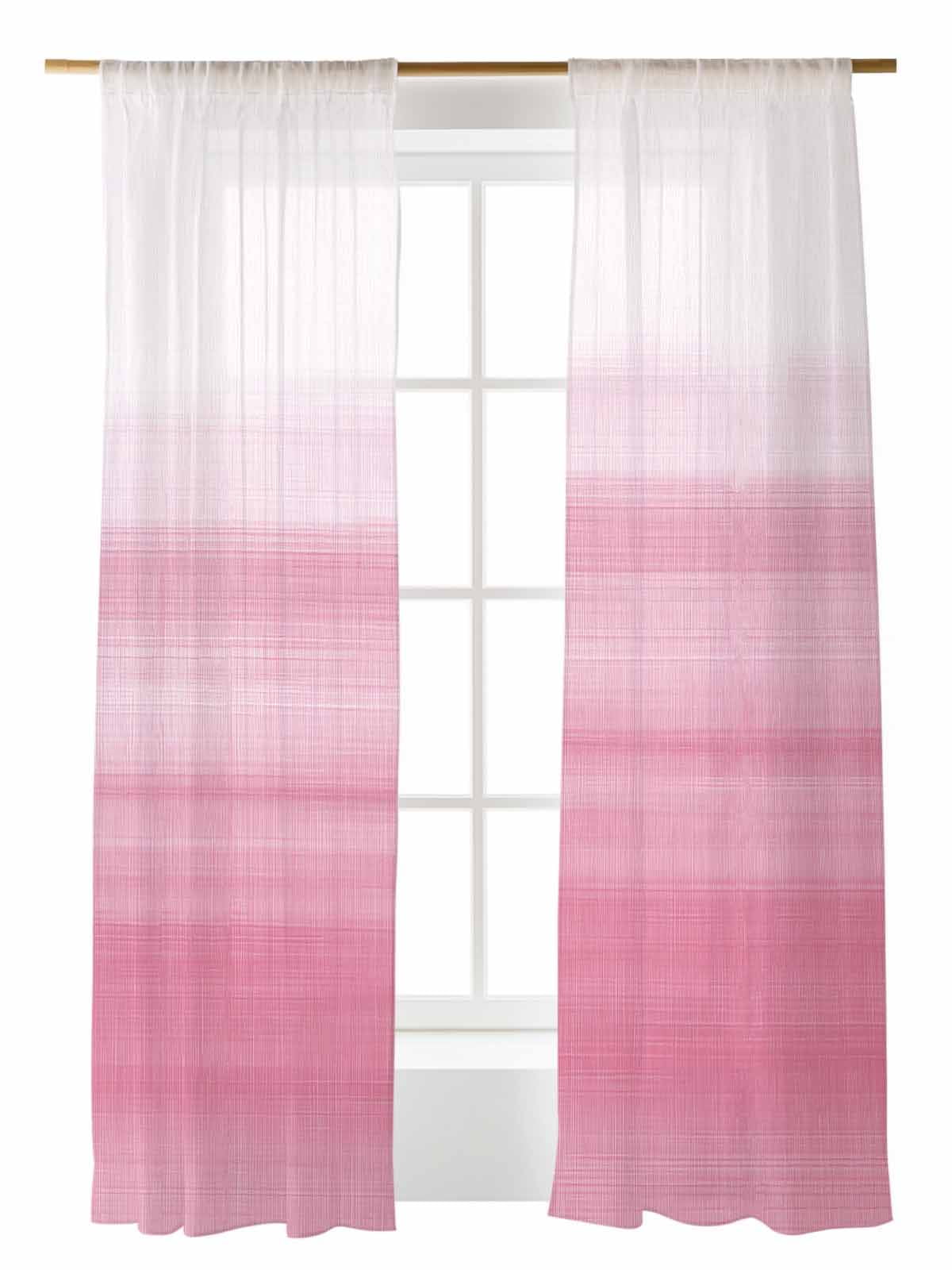 Pink White Gradient Sheer Curtains 96 Inch Long 2 Panels, Abstract ...