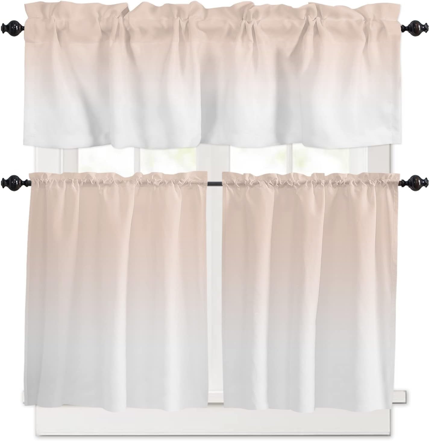 Pink White Ombre Kitchen Curtains Set Small Half Curtains 36 Inches ...