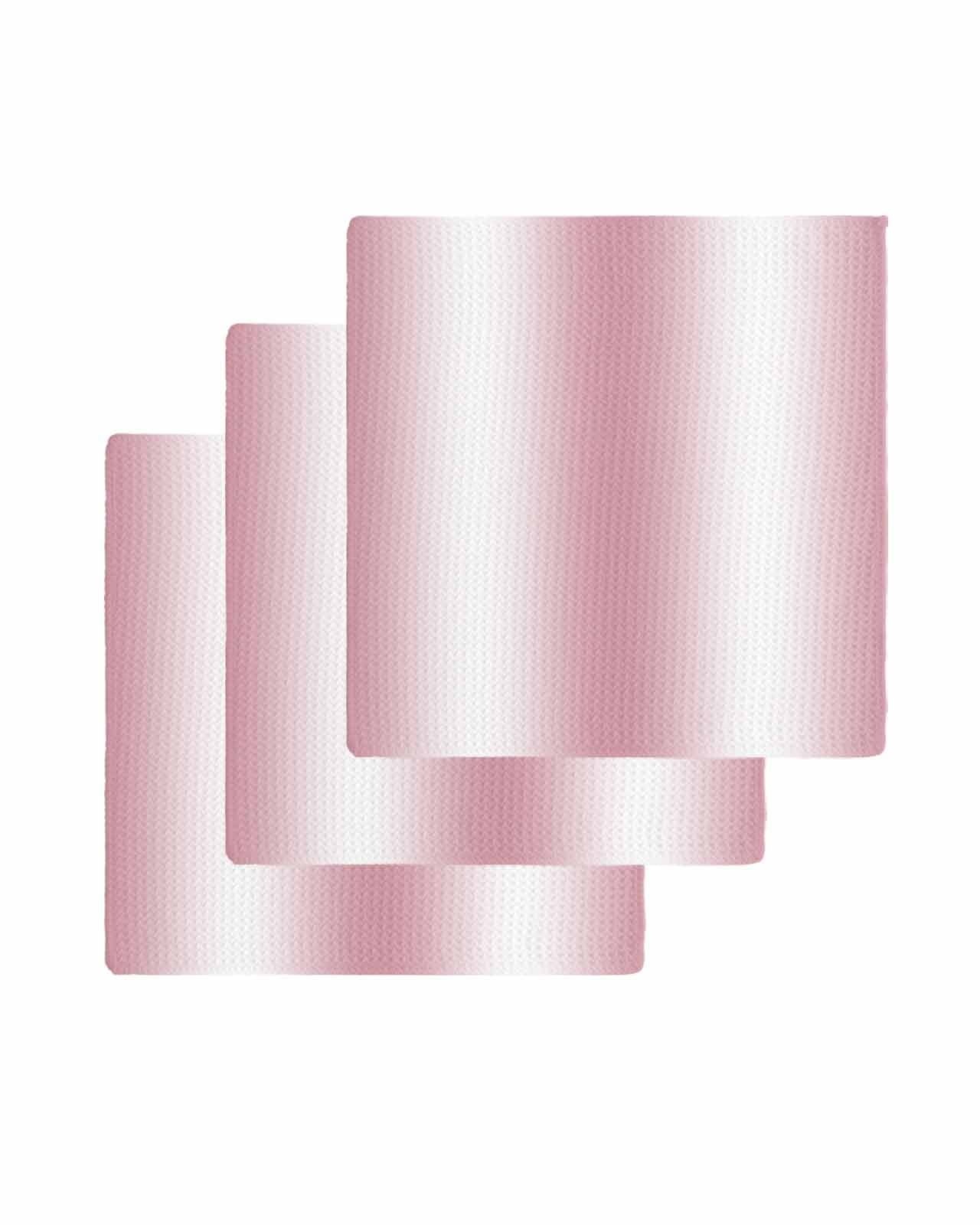 Pink White Ombre Kitchen Dish Towels for Drying Dishes Set of 3, Romantic Minimalist Modern Art ...
