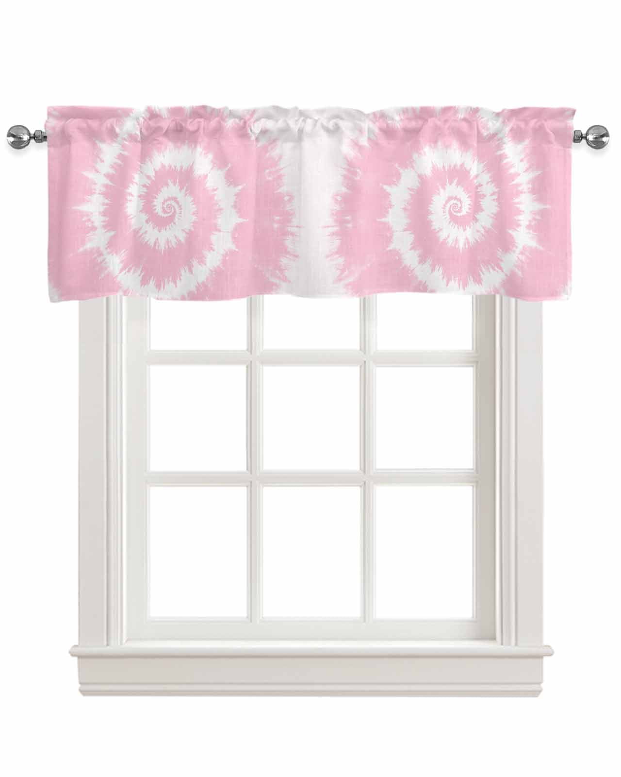 Pink White Ombre Kitchen Valances for Windows Farmhouse Linen Window ...