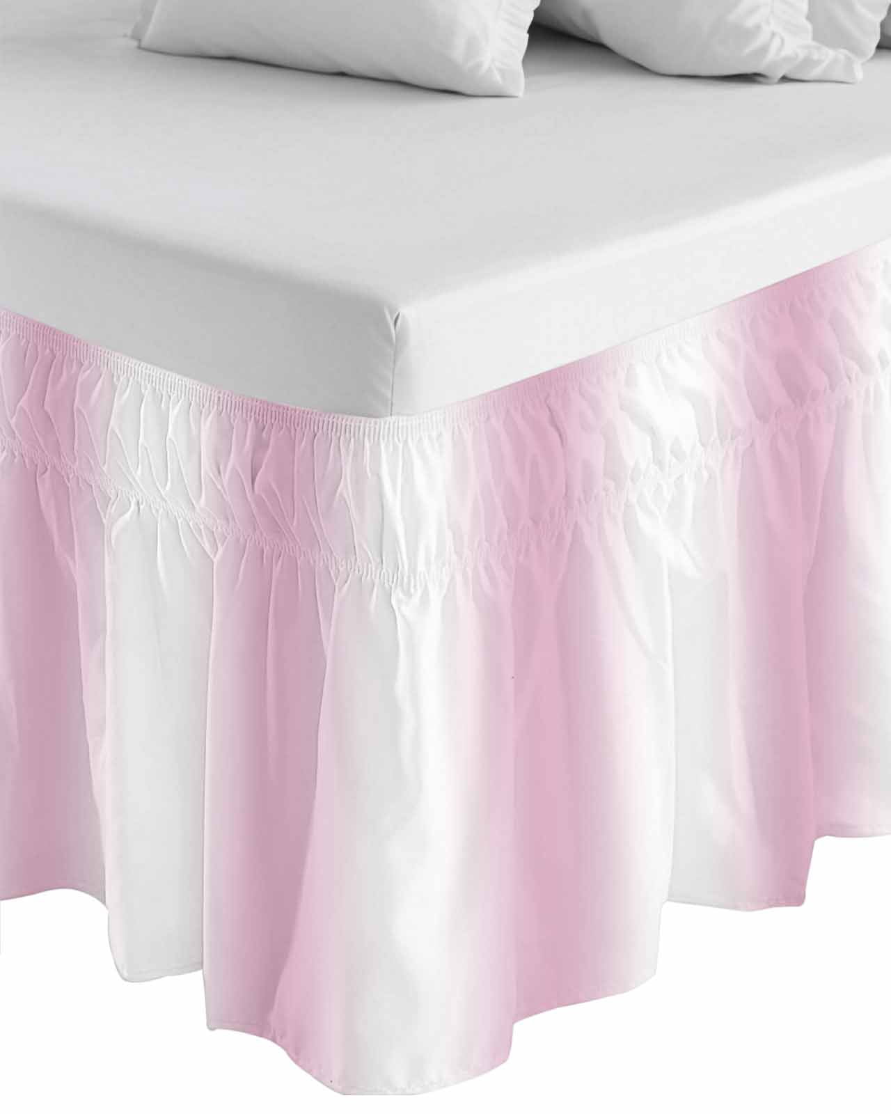 Pink White Ombre Wrap Around Bed Skirts for King Bed 16" Drop,Bed Skirt ...